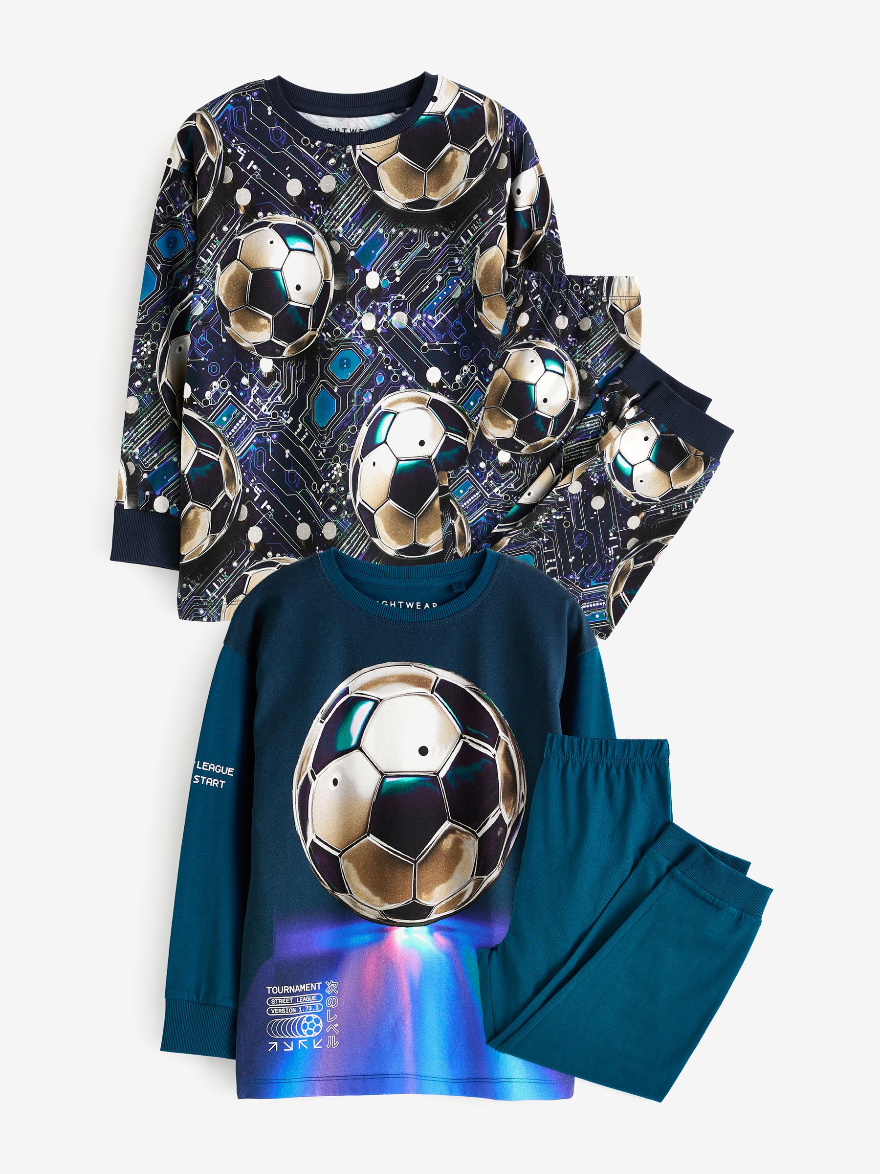 Buy Blue Football Long Sleeve Pyjamas 2 Pack (3-16yrs) from the Next UK ...