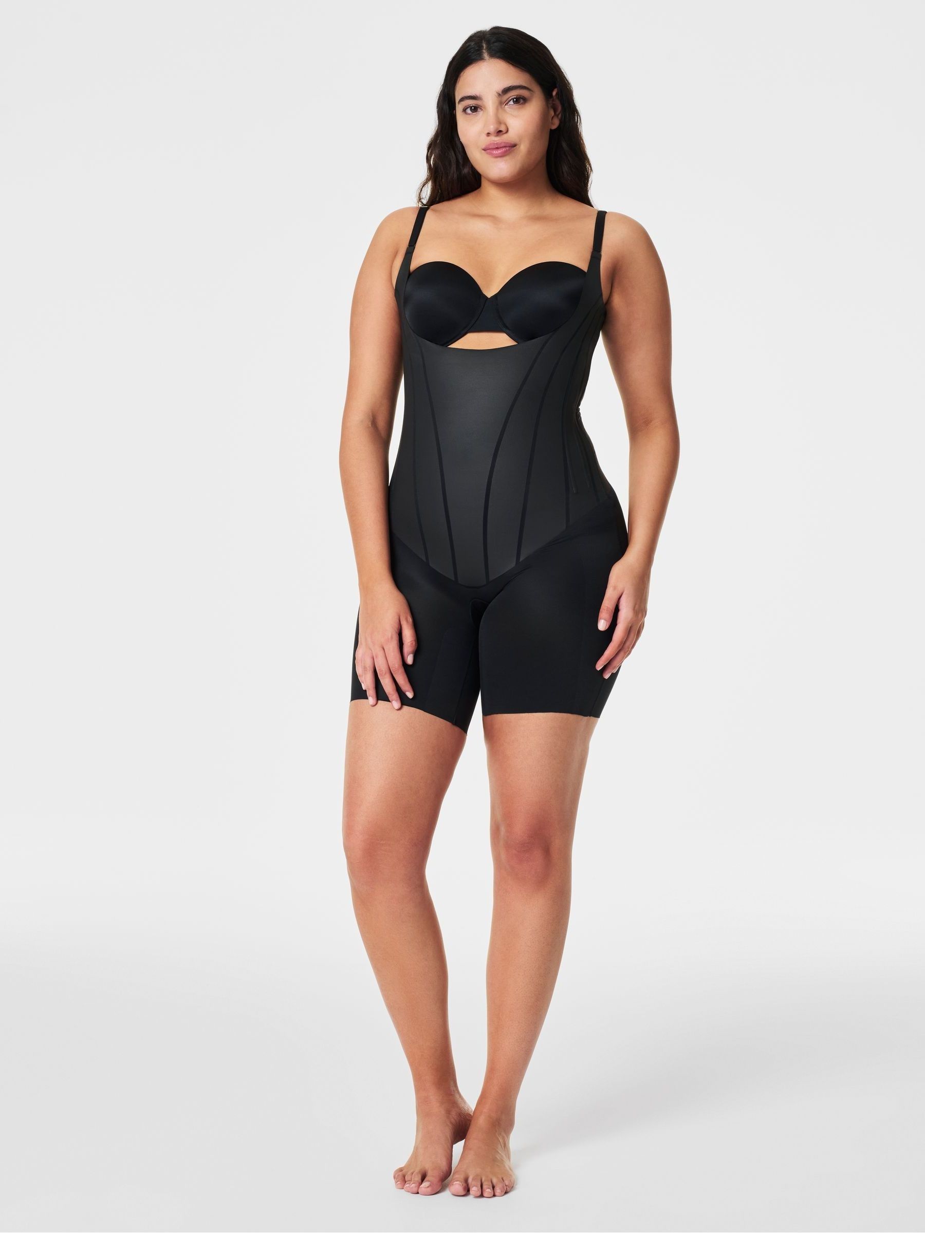 Buy SPANX Black TotalContour Extra Firm Control Open-Bust Mid-Thigh ...