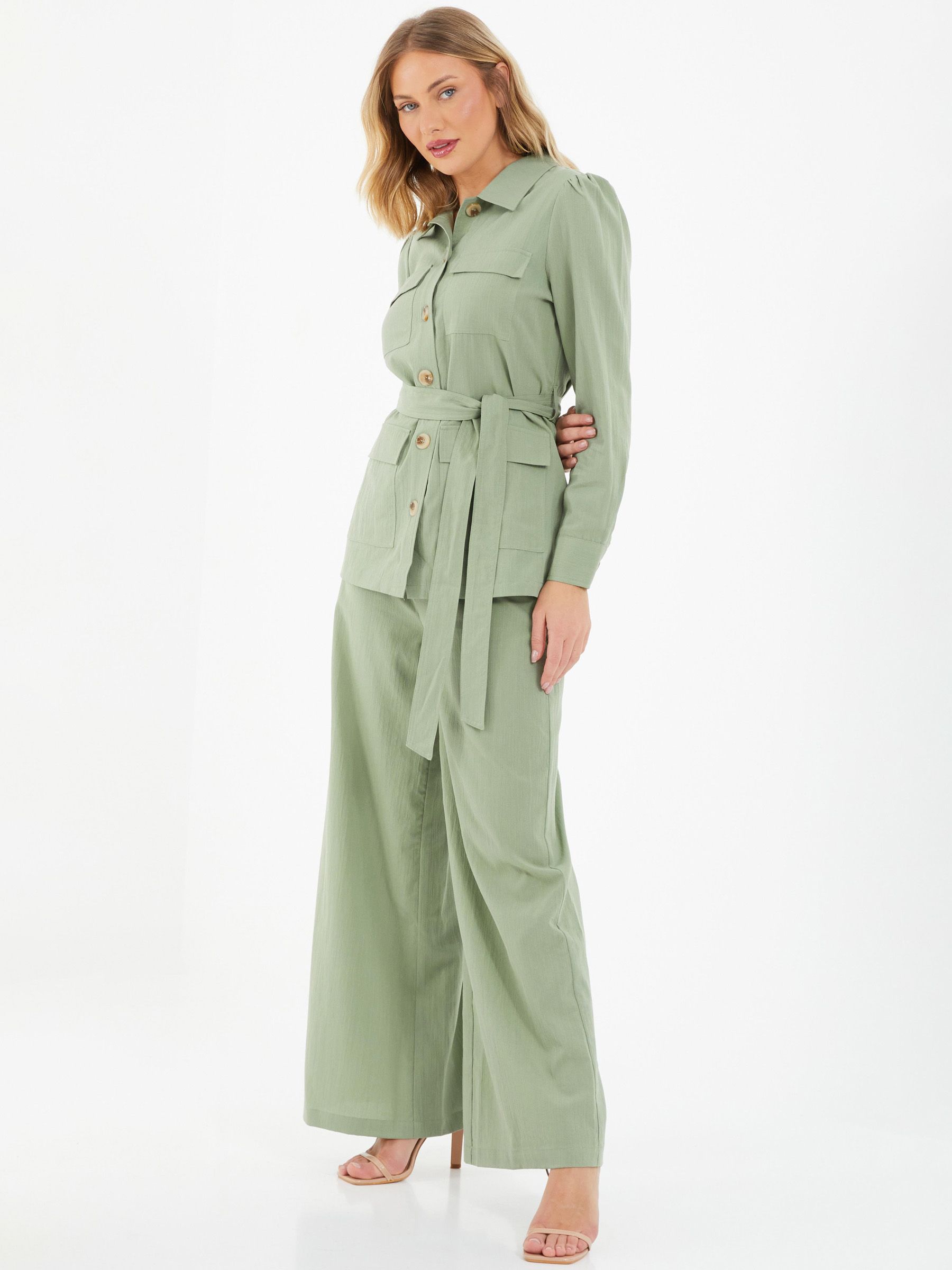 Buy Quiz Green Tie Waist Utility Jacket from Next Ireland