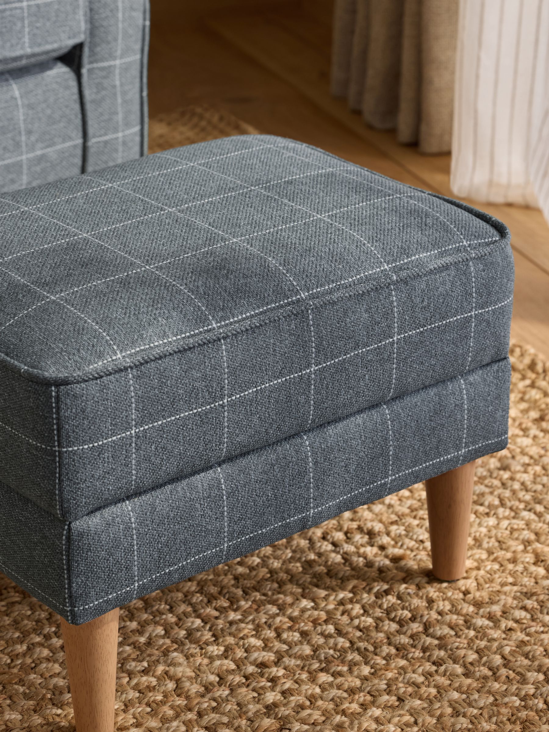 Buy Tweedy Check Lawson Mid Grey Sherlock Storage Footstool from the ...