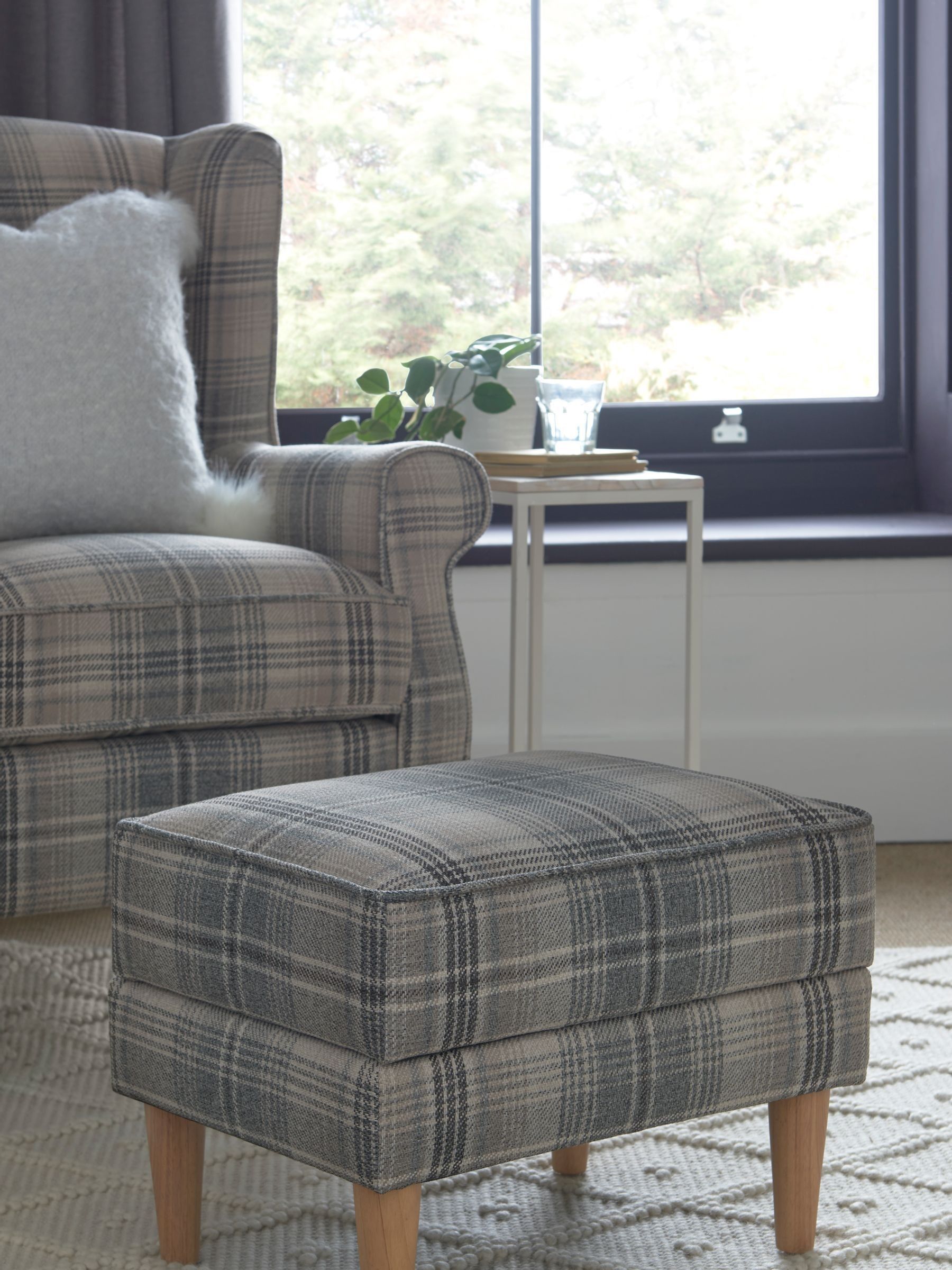 Buy Versatile Check Nevis Grey Sherlock Storage Footstool from the Next ...