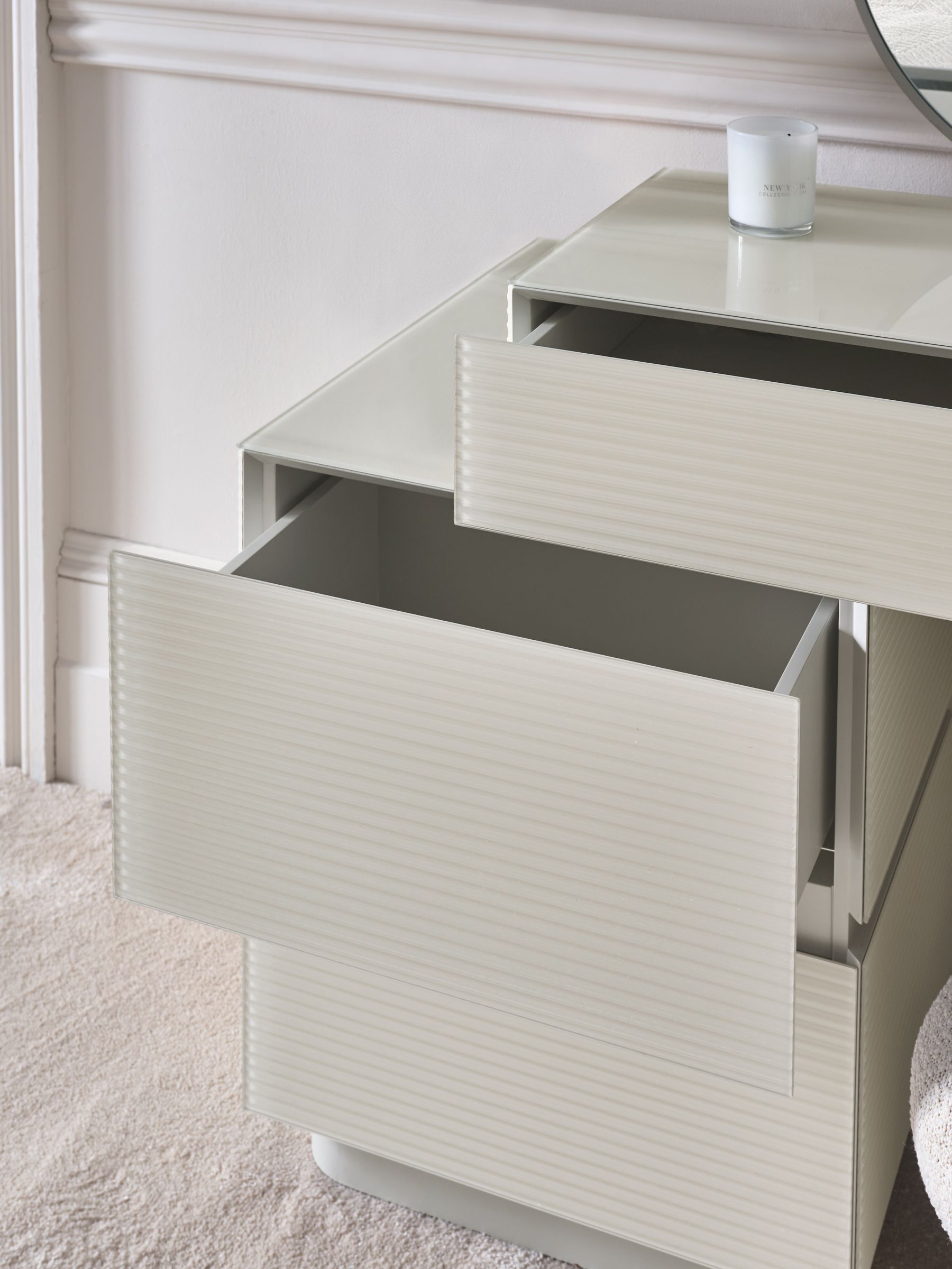 Buy Light Grey Mayfair Glass Side Side Pedestal Pedestal Console ...