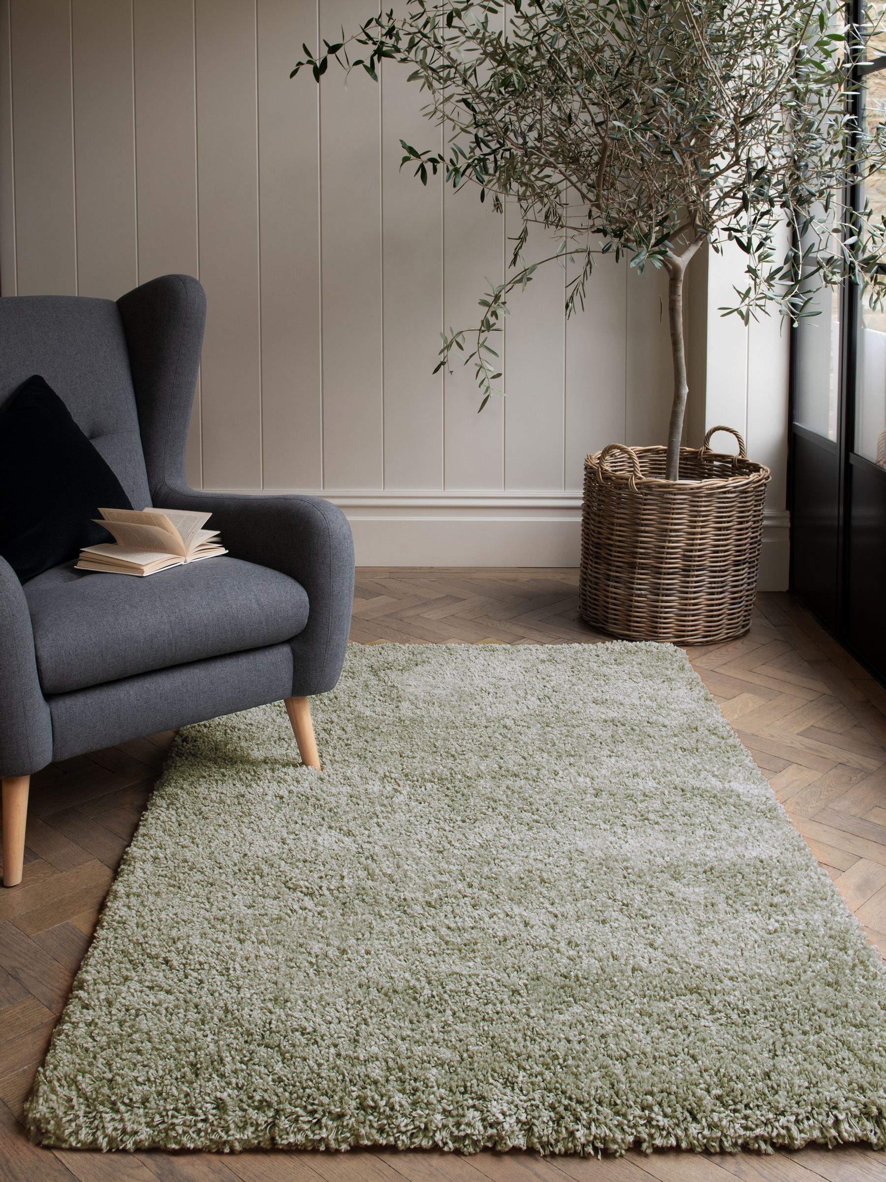 Buy Sage Green Premium Cosy Shaggy Rug from the Next UK online shop