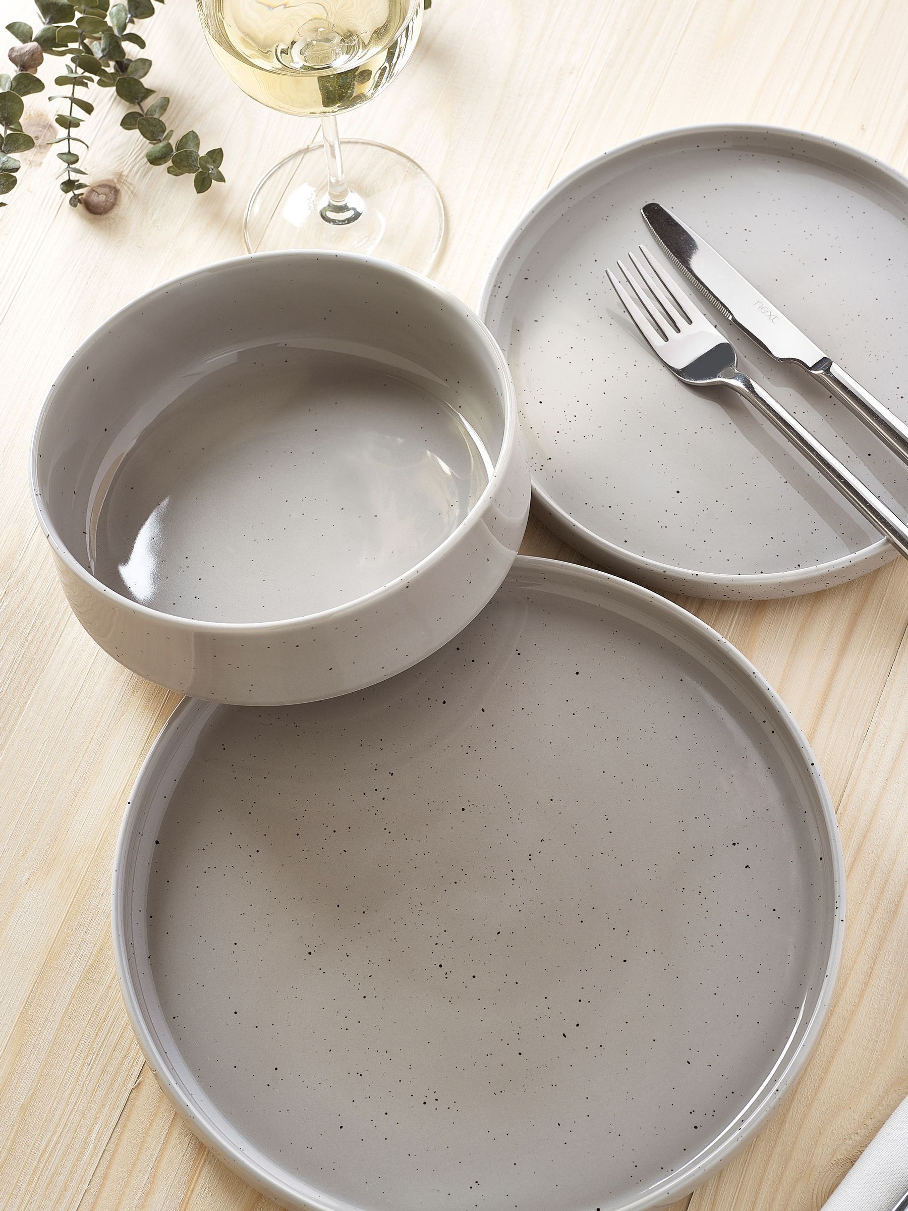 Buy Dove Grey Hayden Speckle 12 Piece Dinner Set from the Next UK ...