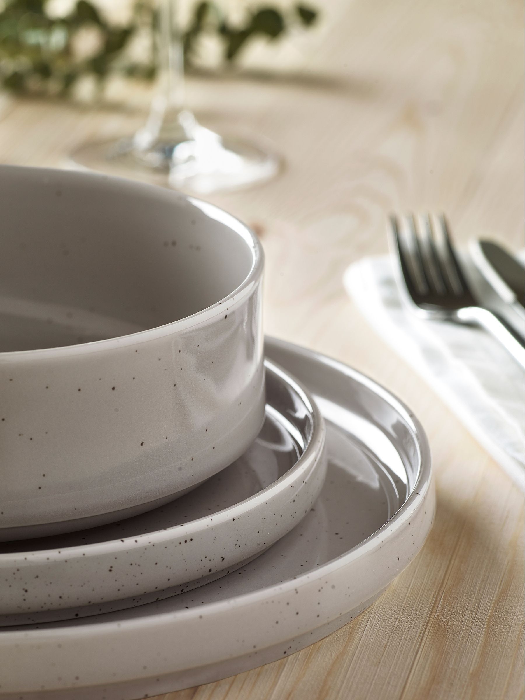 Buy Dove Grey Hayden Speckle 12 Piece Dinner Set from the Next UK ...