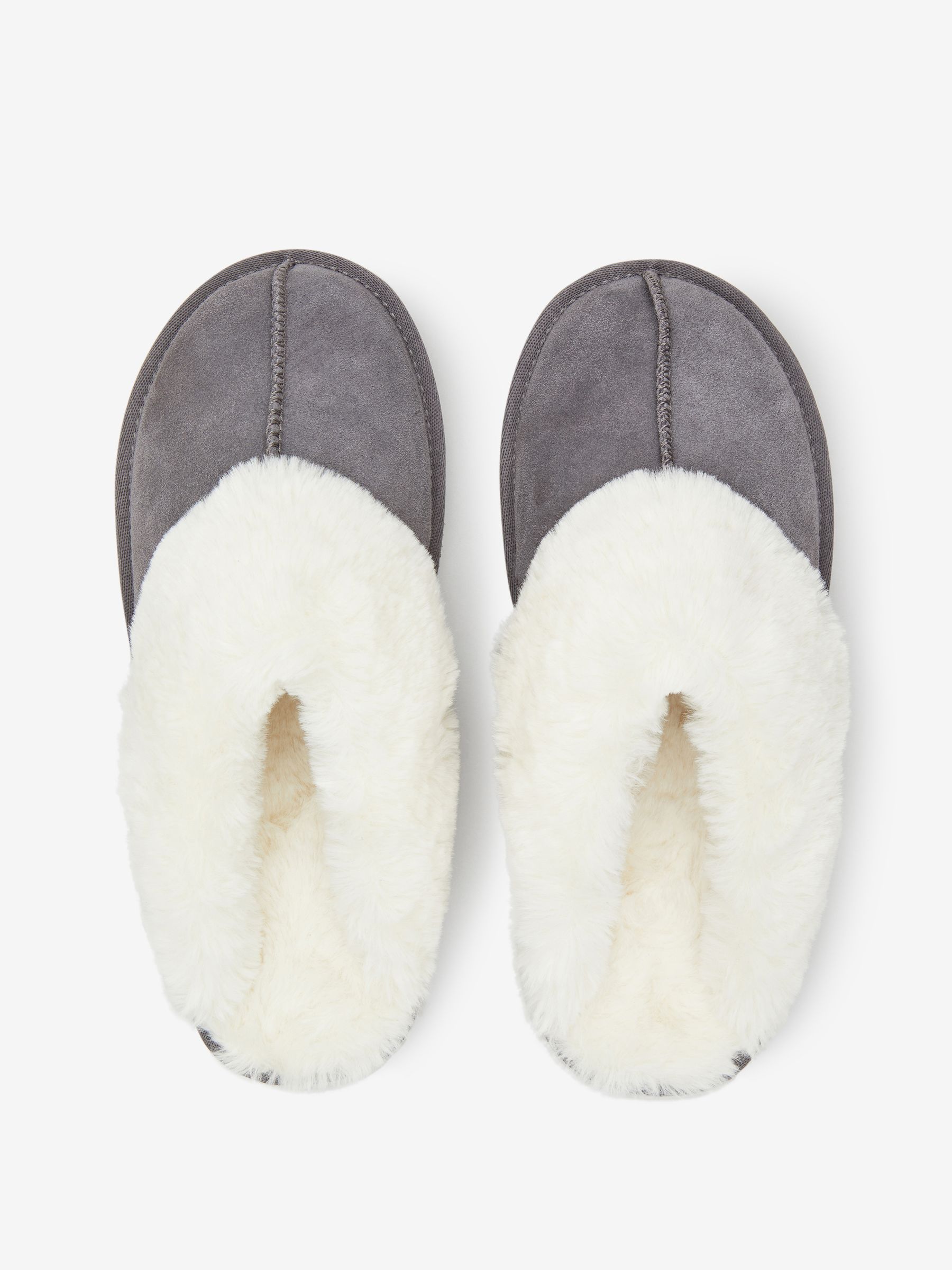 Buy Grey Faux Fur Lined Suede Mule Slippers from the Next UK online shop