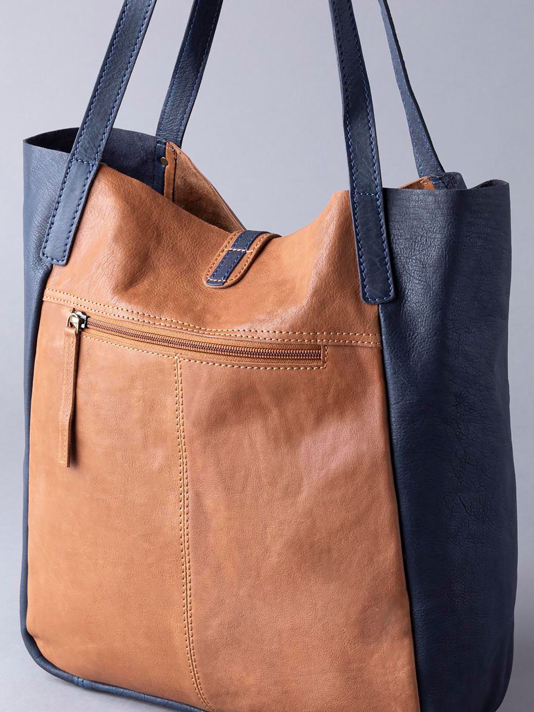 Buy Lakeland Leather Navy/Cognac Hartsop Leather Tote Bag from the Next ...