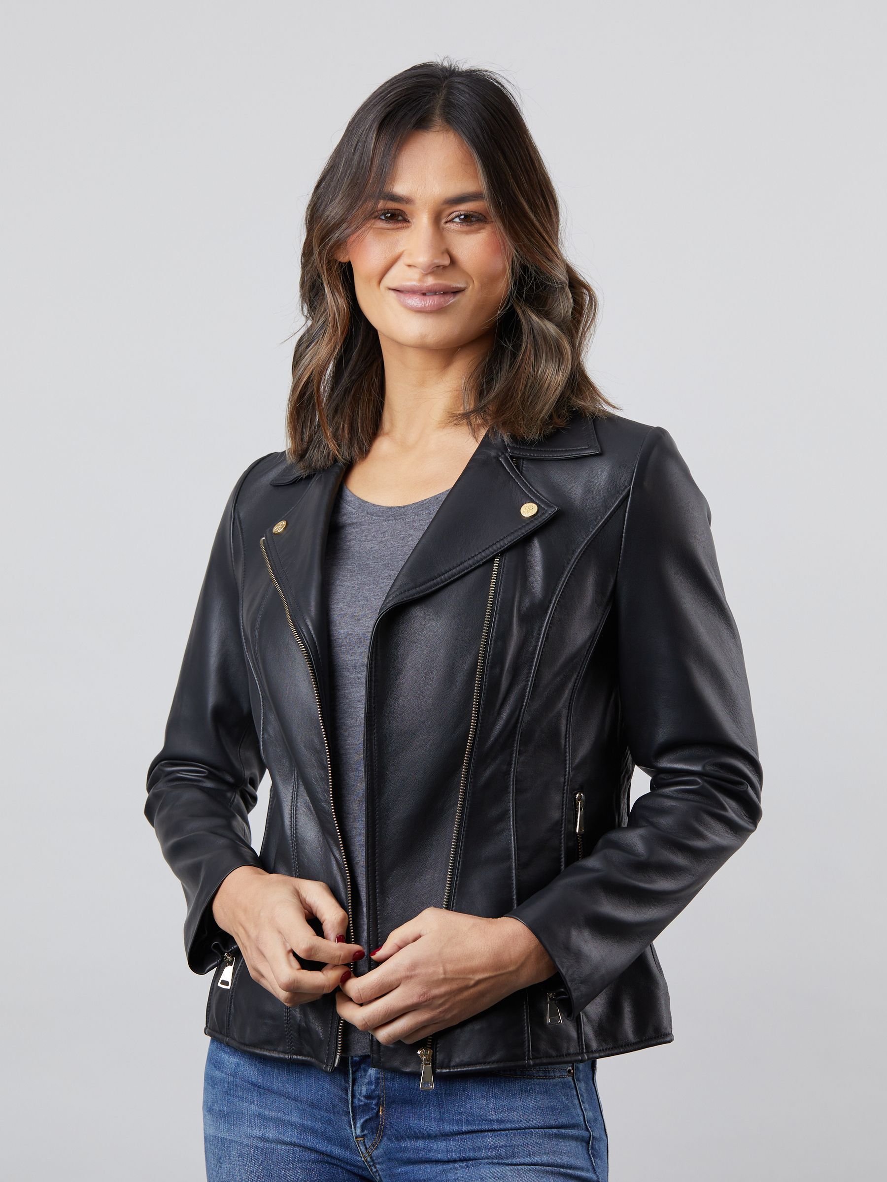 Buy Lakeland Leather Black Kylee Classic Leather Biker Jacket from the ...