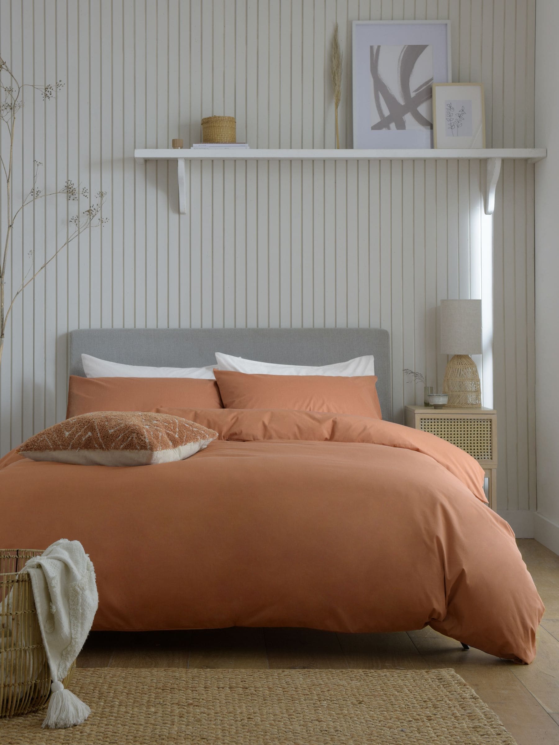 Buy Orange Rust Cotton Rich Plain Duvet Cover and Pillowcase Set from the Next UK online shop