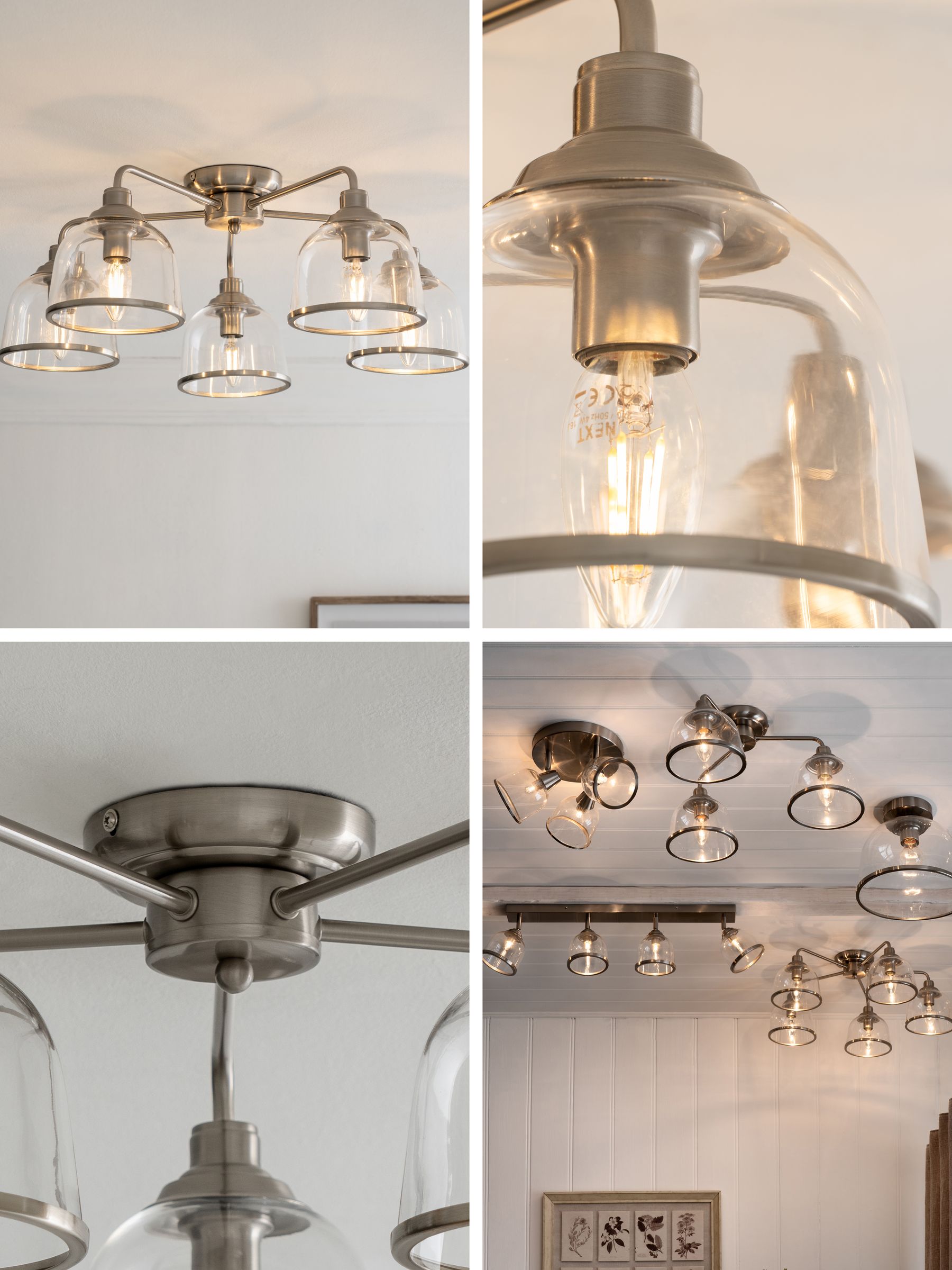 Buy Brushed Nickel Gloucester 5 Light Flush Ceiling Light from the Next ...