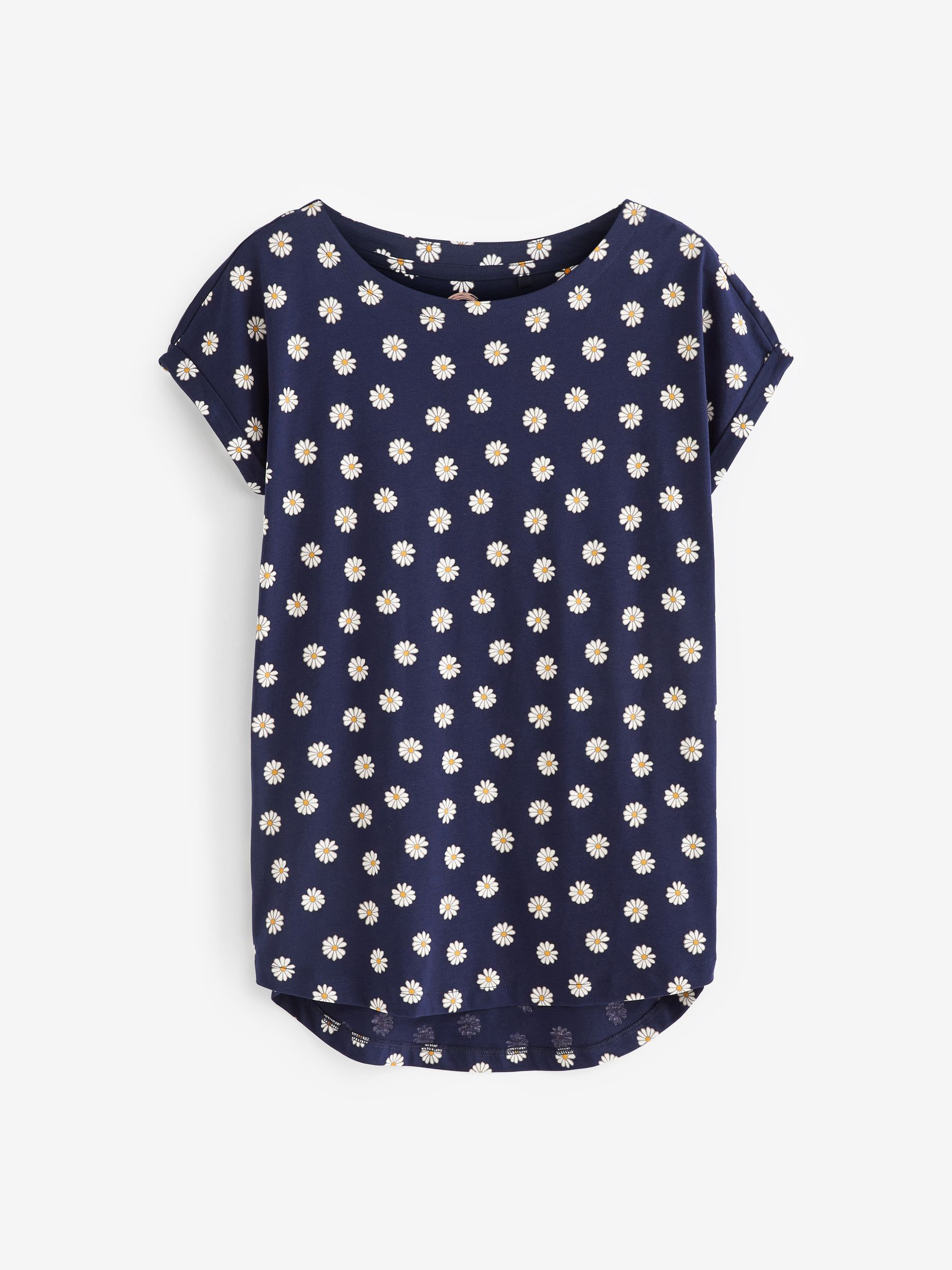 Buy White/Blue/Daisy Print Cap Sleeve 100% Cotton T-Shirts 3 Pack from ...