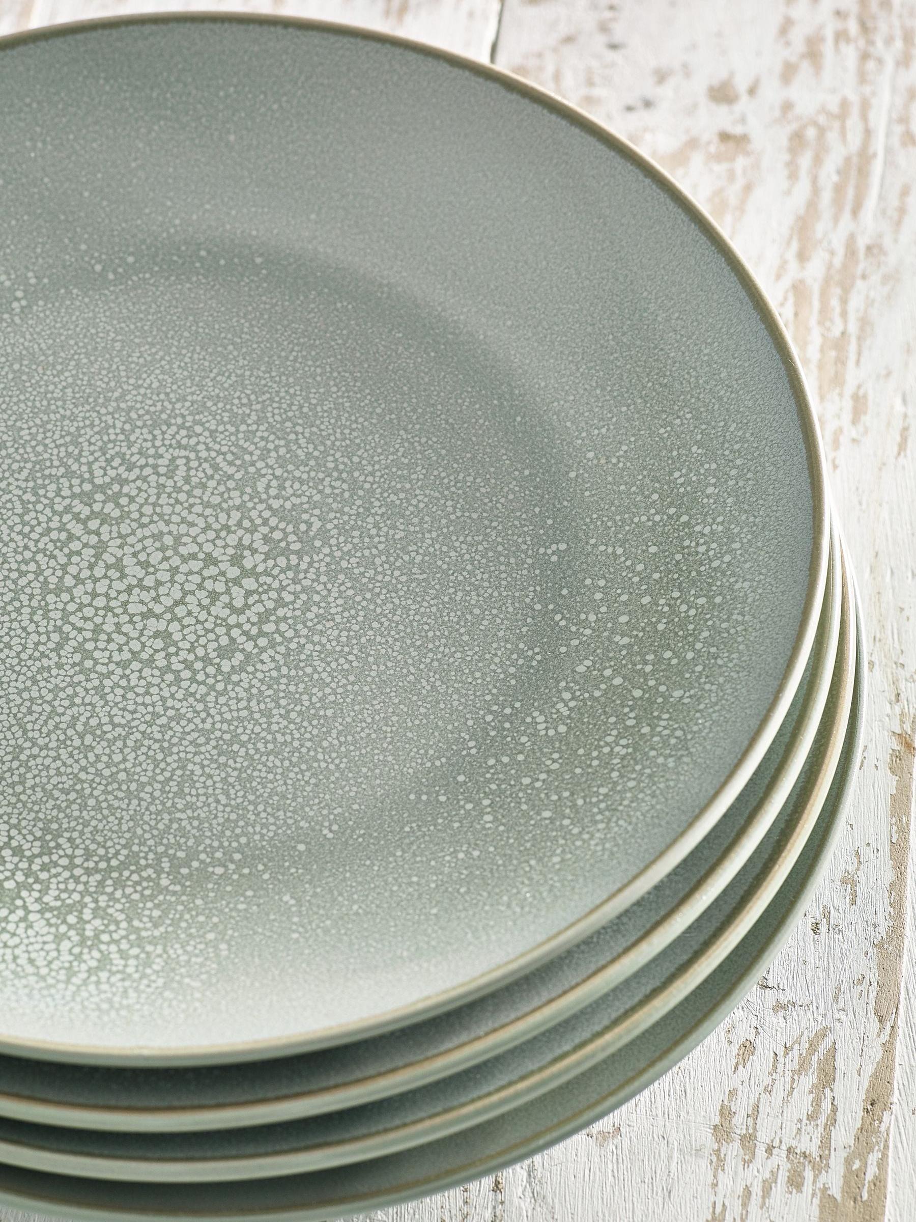 Buy Sage Green Logan Reactive Glaze Set of 4 Dinner Plates from the ...