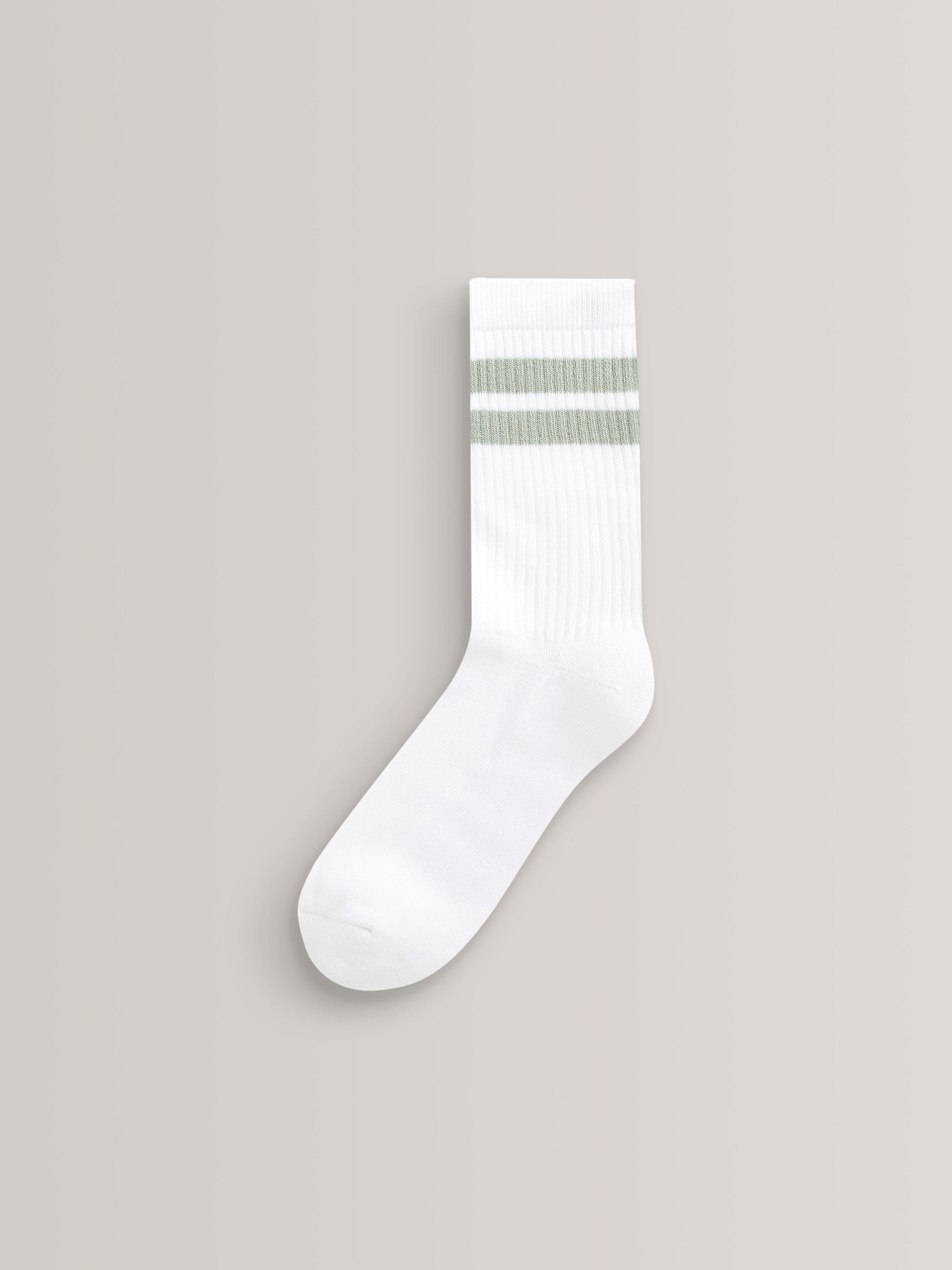 Buy White/Blue Cushioned Footbed Cotton Rich Ribbed Tipped Socks 5 Pack ...