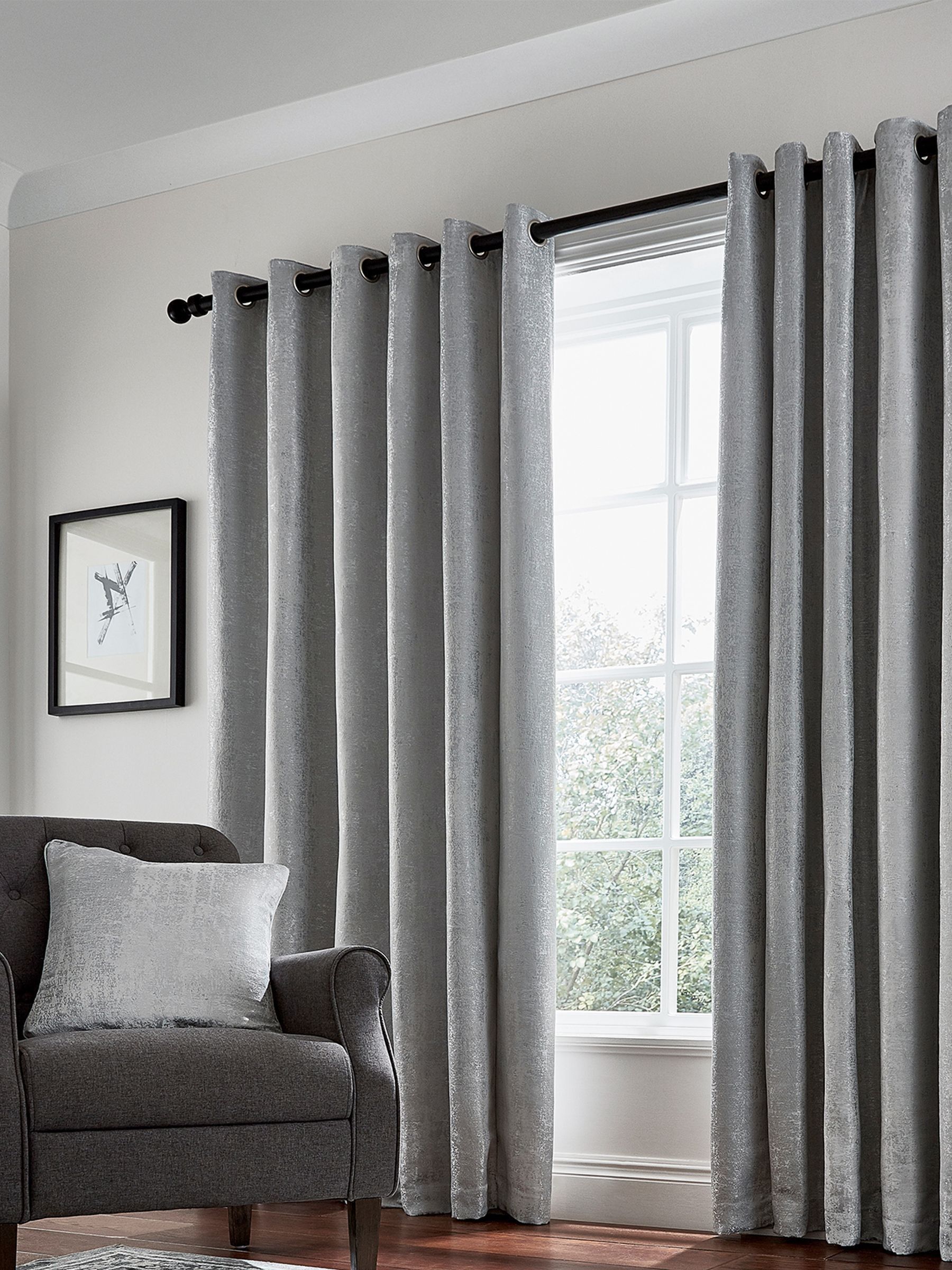 Buy Helena Springfield Silver Roma Lined Eyelet Curtains from the Next ...