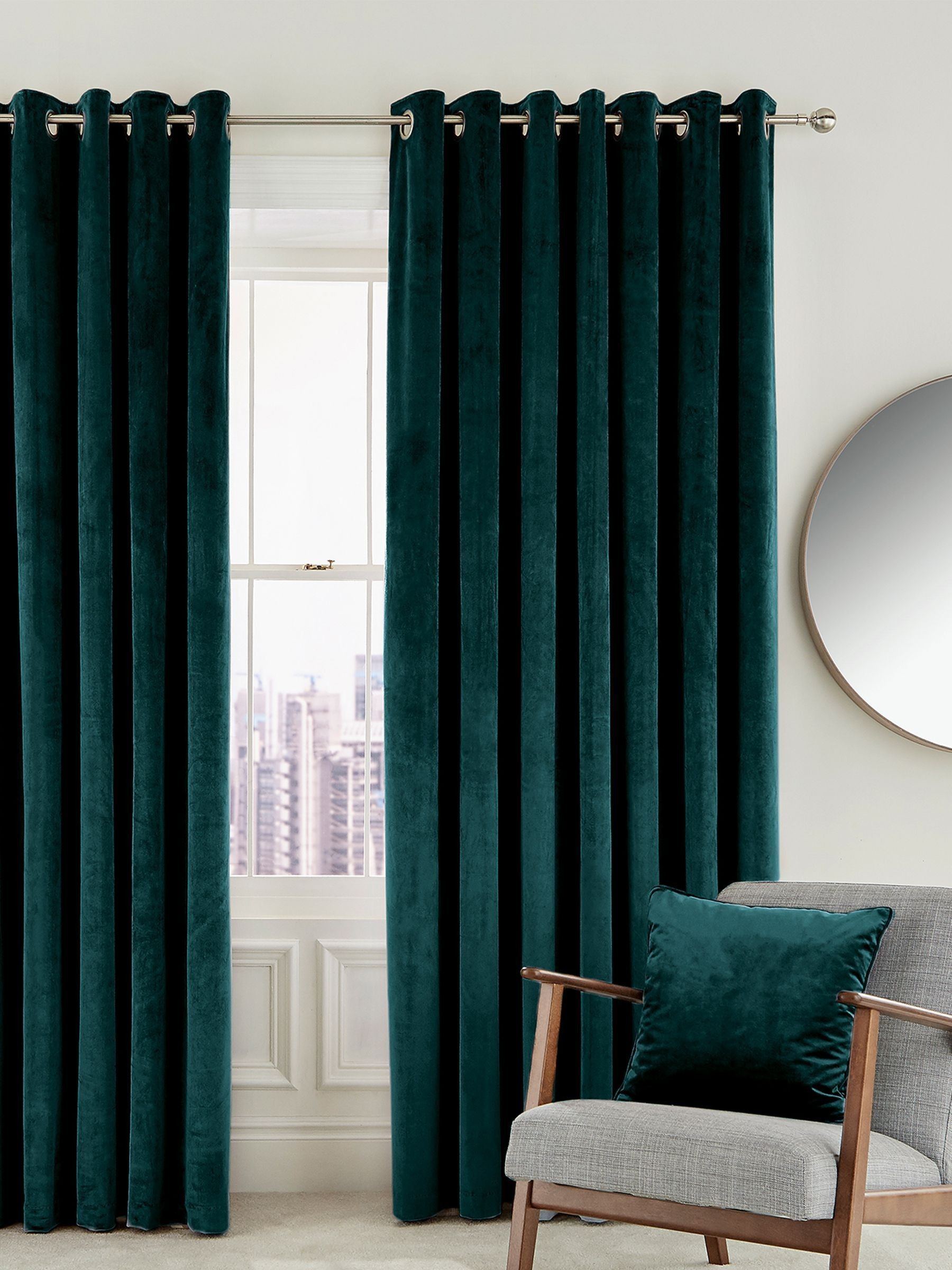 Buy Helena Springfield Teal Blue Velvet Escala Curtains from the Next ...