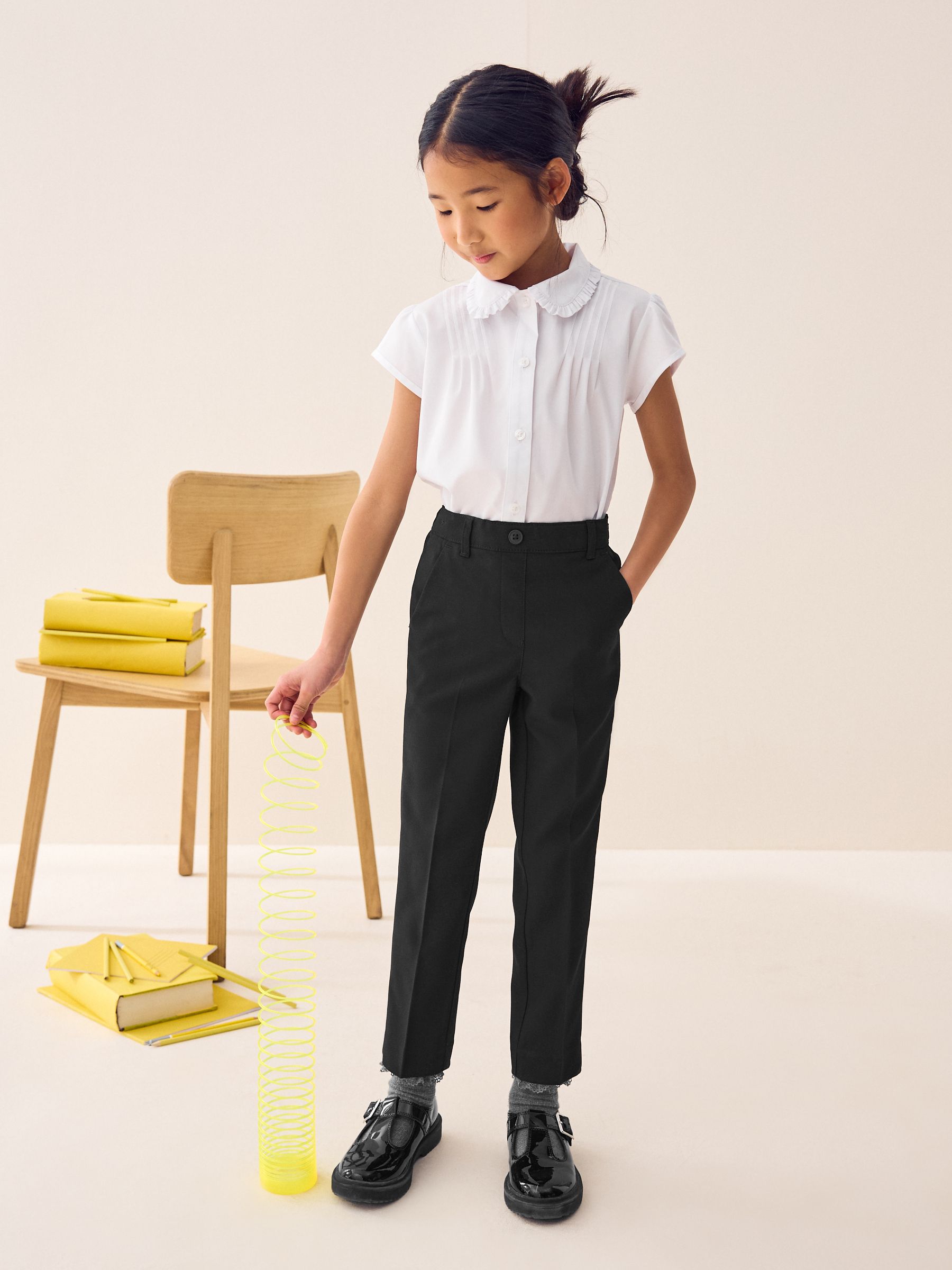 Buy Black Pull-On Waist Plain Front School Trousers (3-17yrs) from Next ...