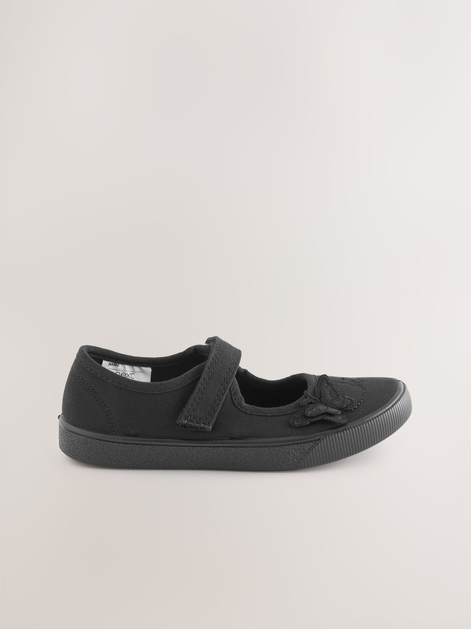 Buy Black - Butterfly Embroidered School Plimsoll Shoes from Next Poland