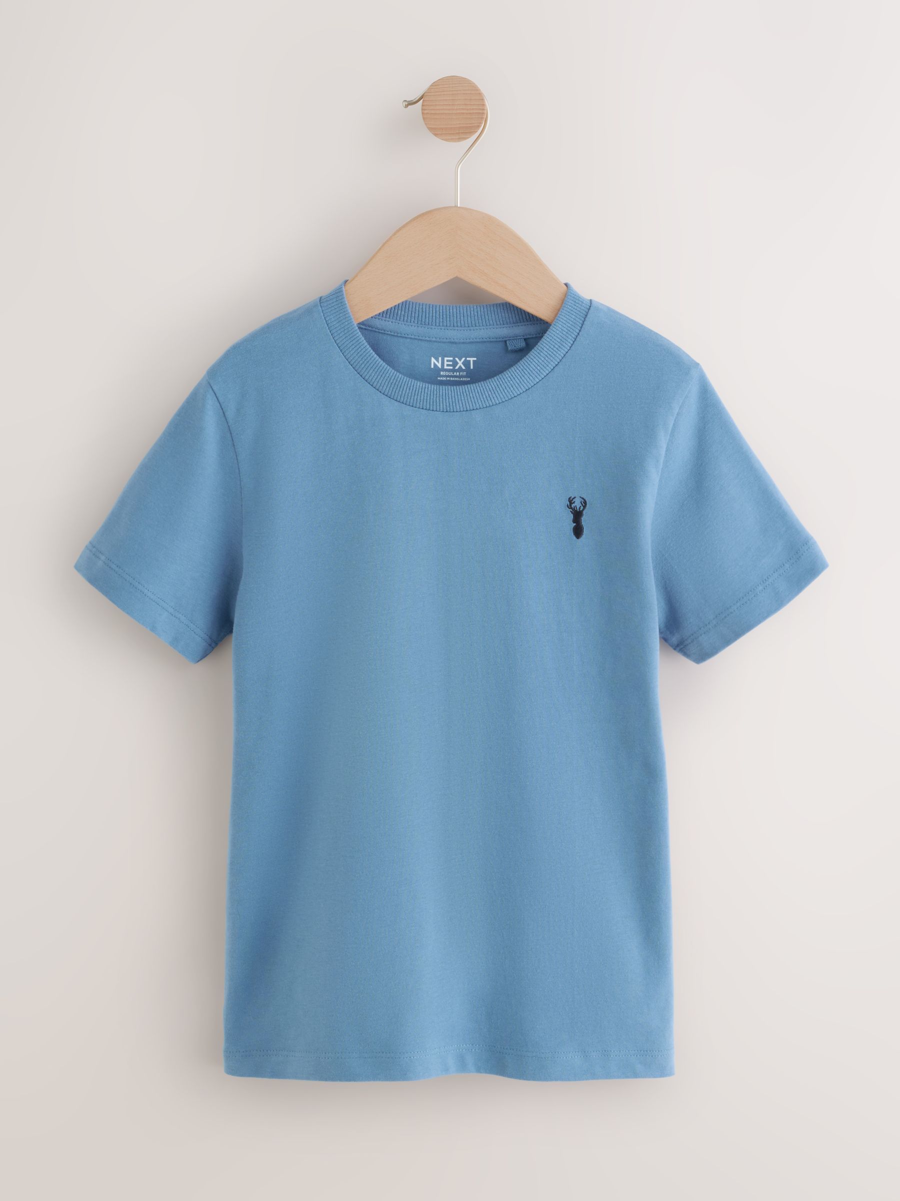 Buy Mineral Green/Blue Short Sleeve Stag Embroidered T-Shirts 4 Pack (3 ...