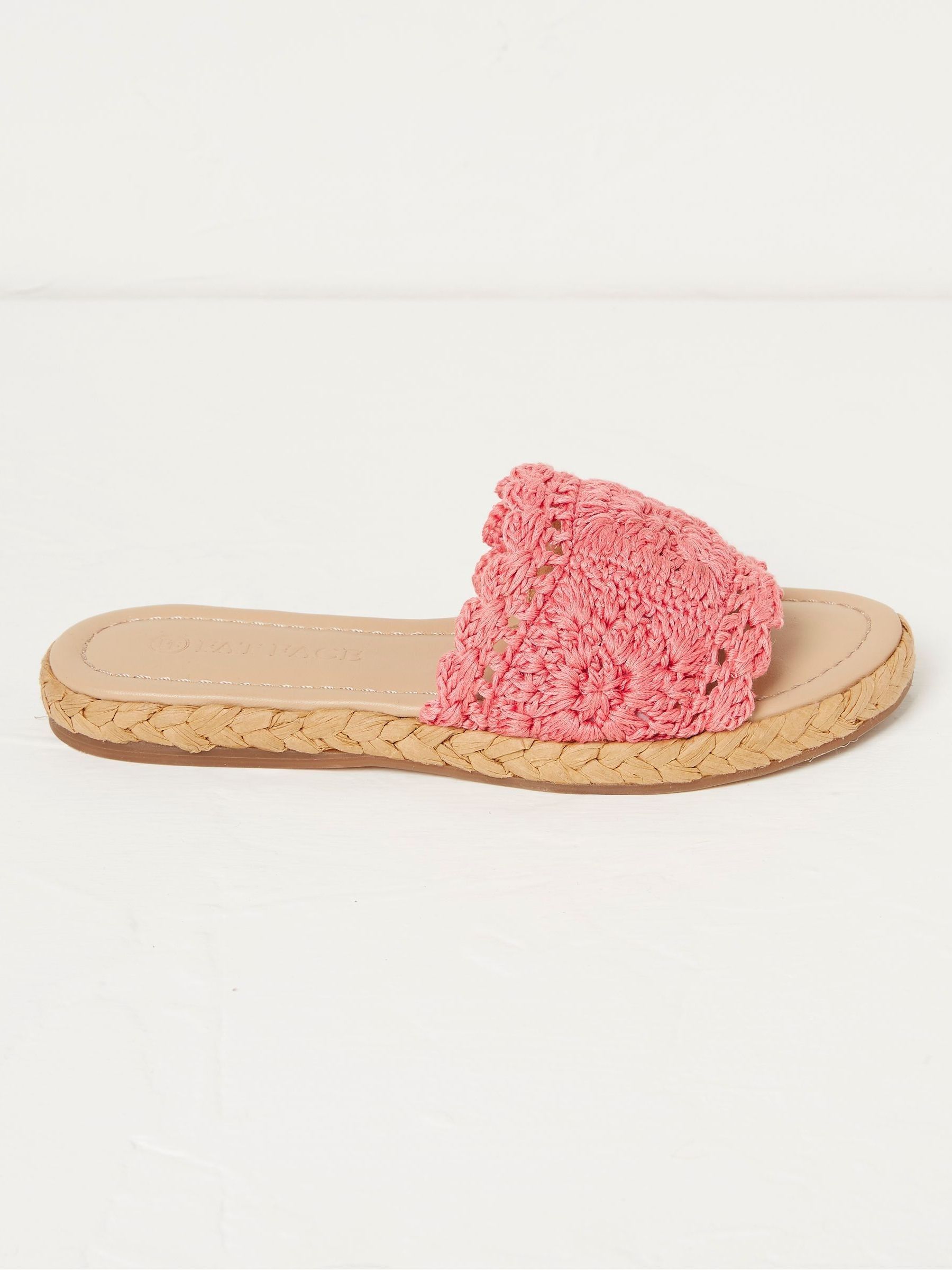 Buy FatFace Pink Cate Crochet Raffia Sliders from the Next UK online shop