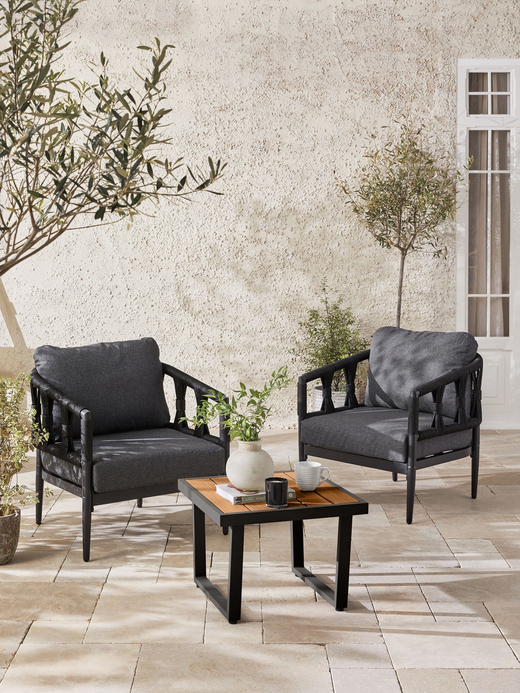 Buy Black Sorrento Garden 3 Piece Bistro Set from the Next UK online shop