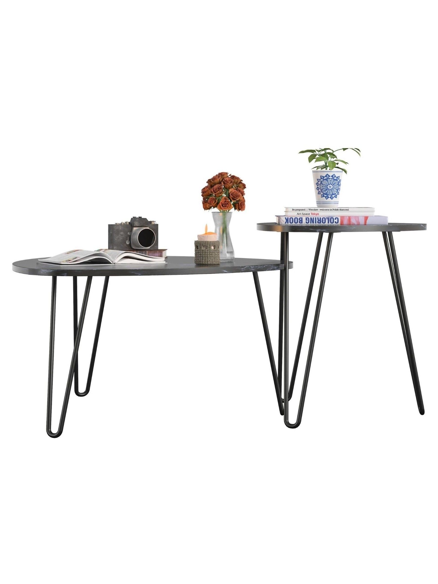Buy Novogratz Black Athena Marble Nest of 2 Tables from the Next UK ...