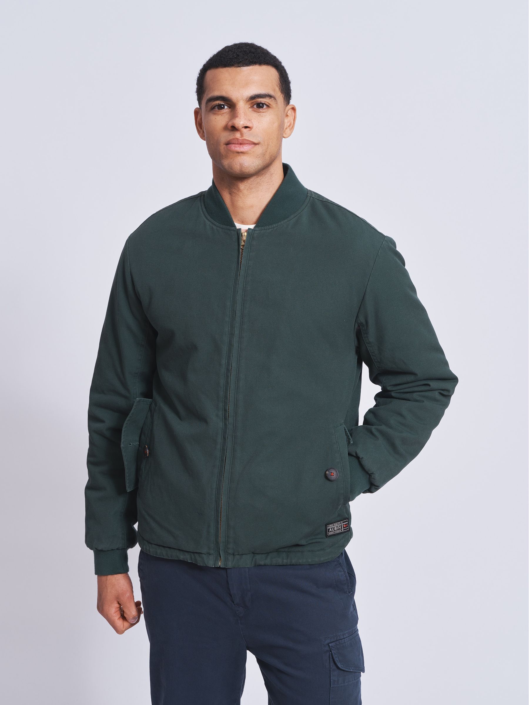 Buy Aubin Green Dunstable Cotton Bomber Jacket from the Next UK online shop