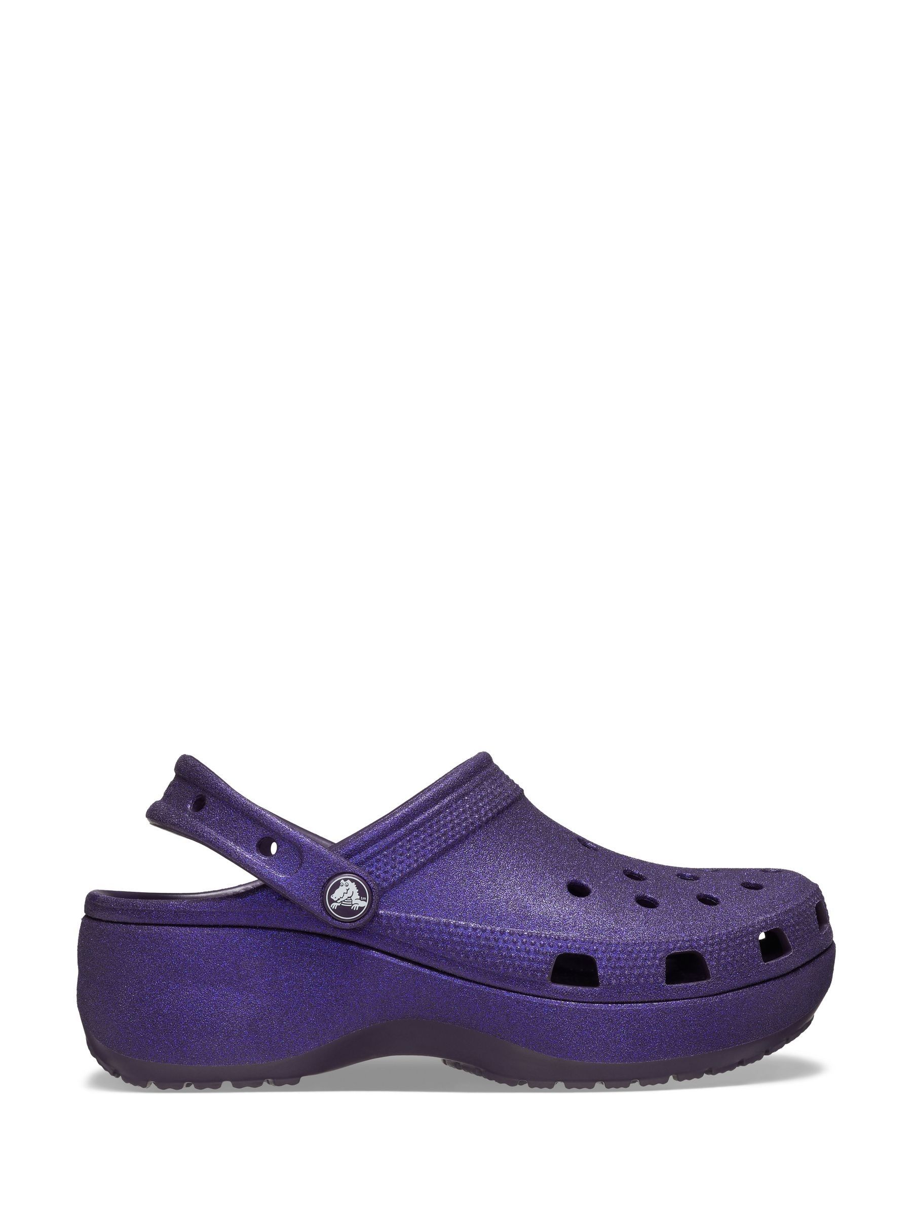 Buy Crocs Purple Classic Platform Glitter Clogs from the Next UK online ...