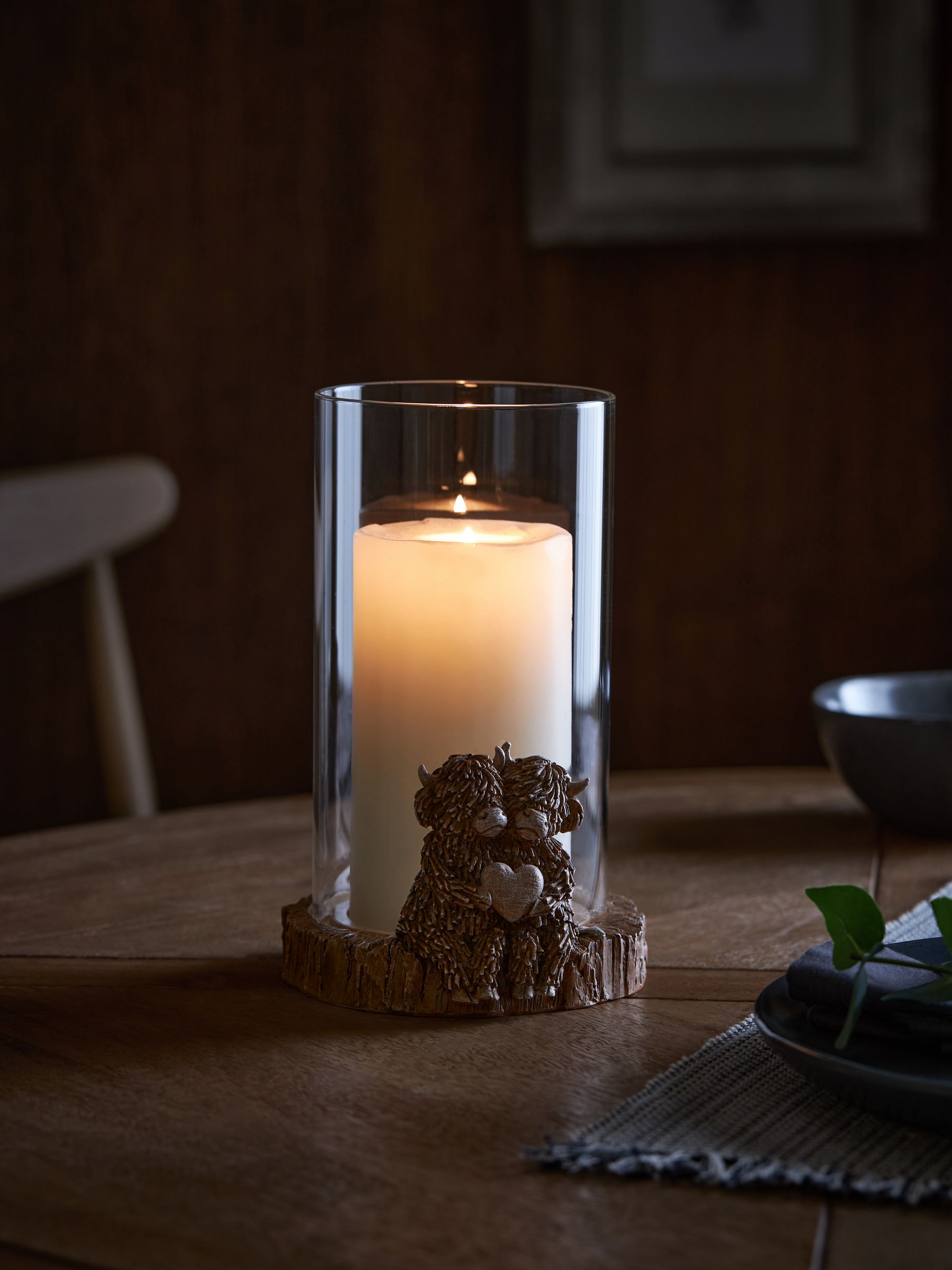 Buy Natural Hamish The Highland Cow Hurricane Candle Holder from the ...