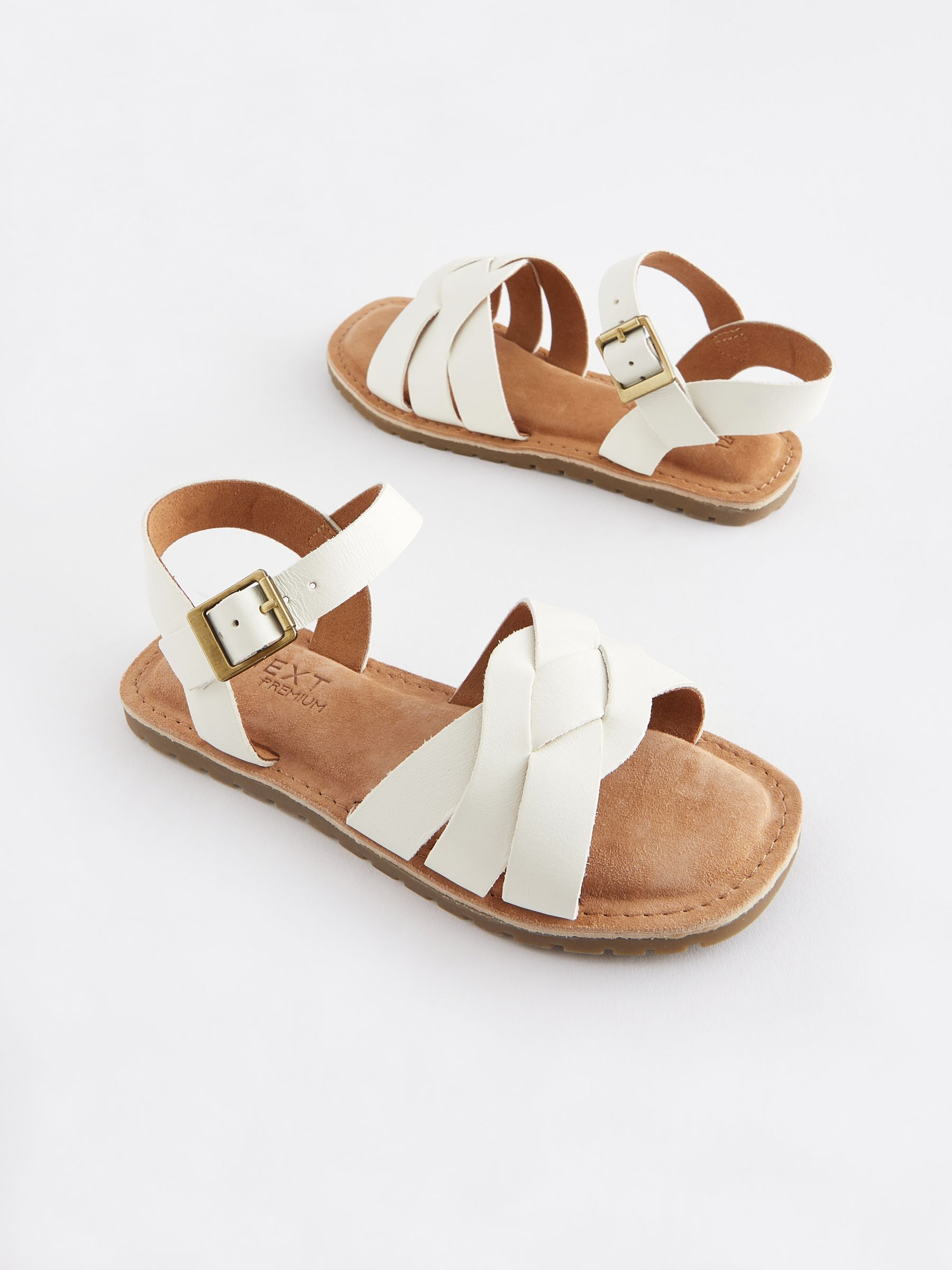 Buy White Wide Fit (G) Leather Woven Sandals from the Next UK online shop