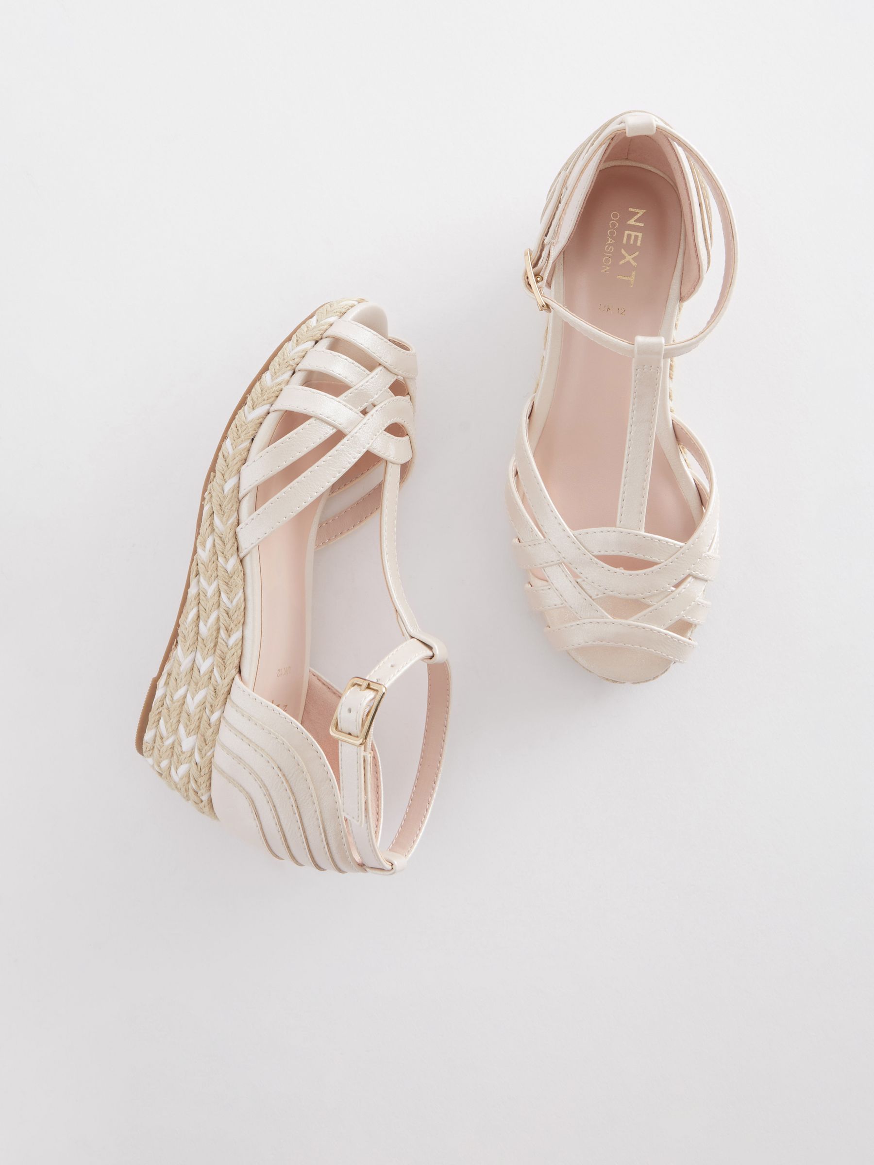 Buy White Shimmer Heeled Wedge Sandals from Next Australia