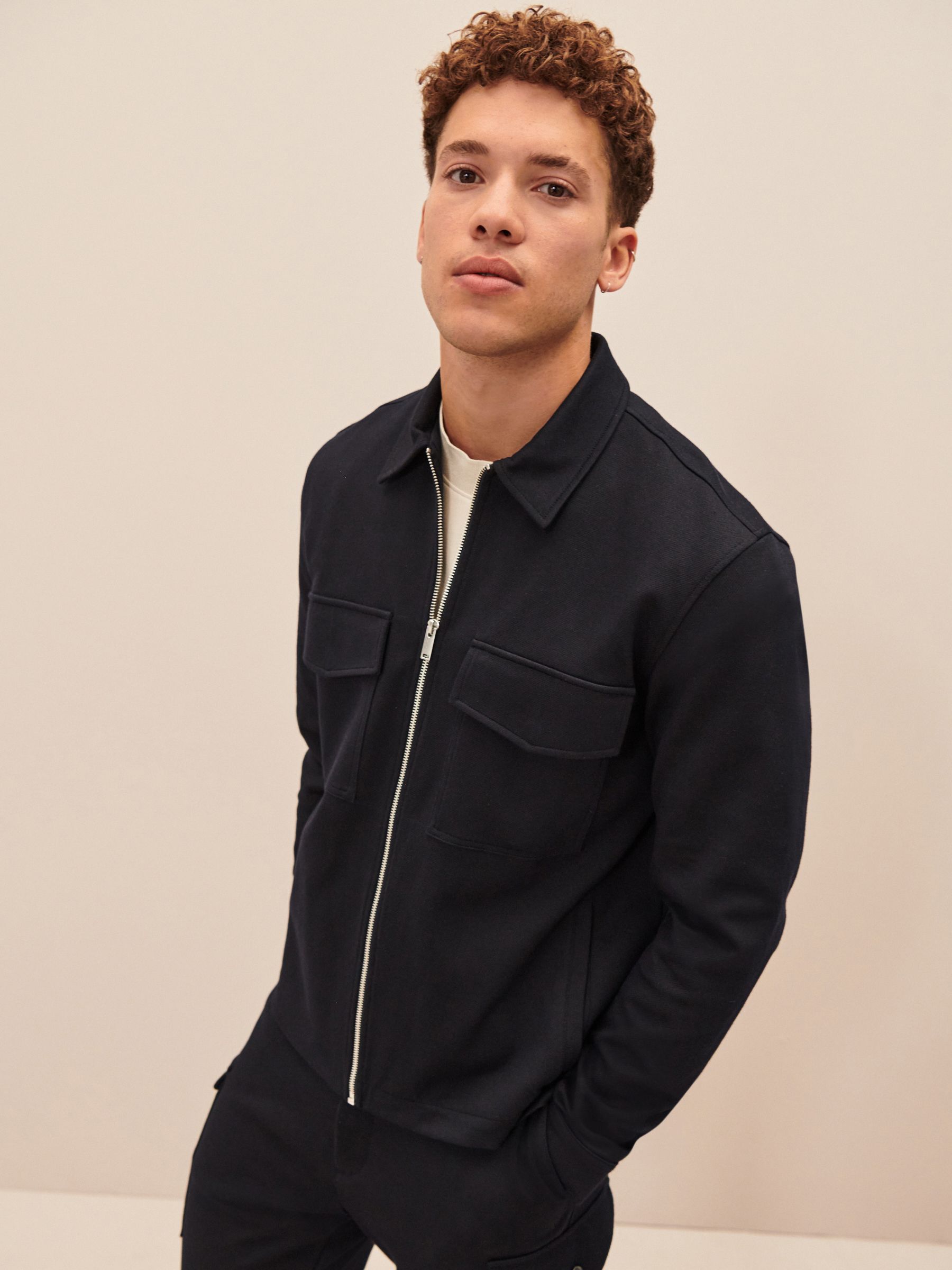 Buy Navy Blue EDIT Jersey Shacket from the Next UK online shop