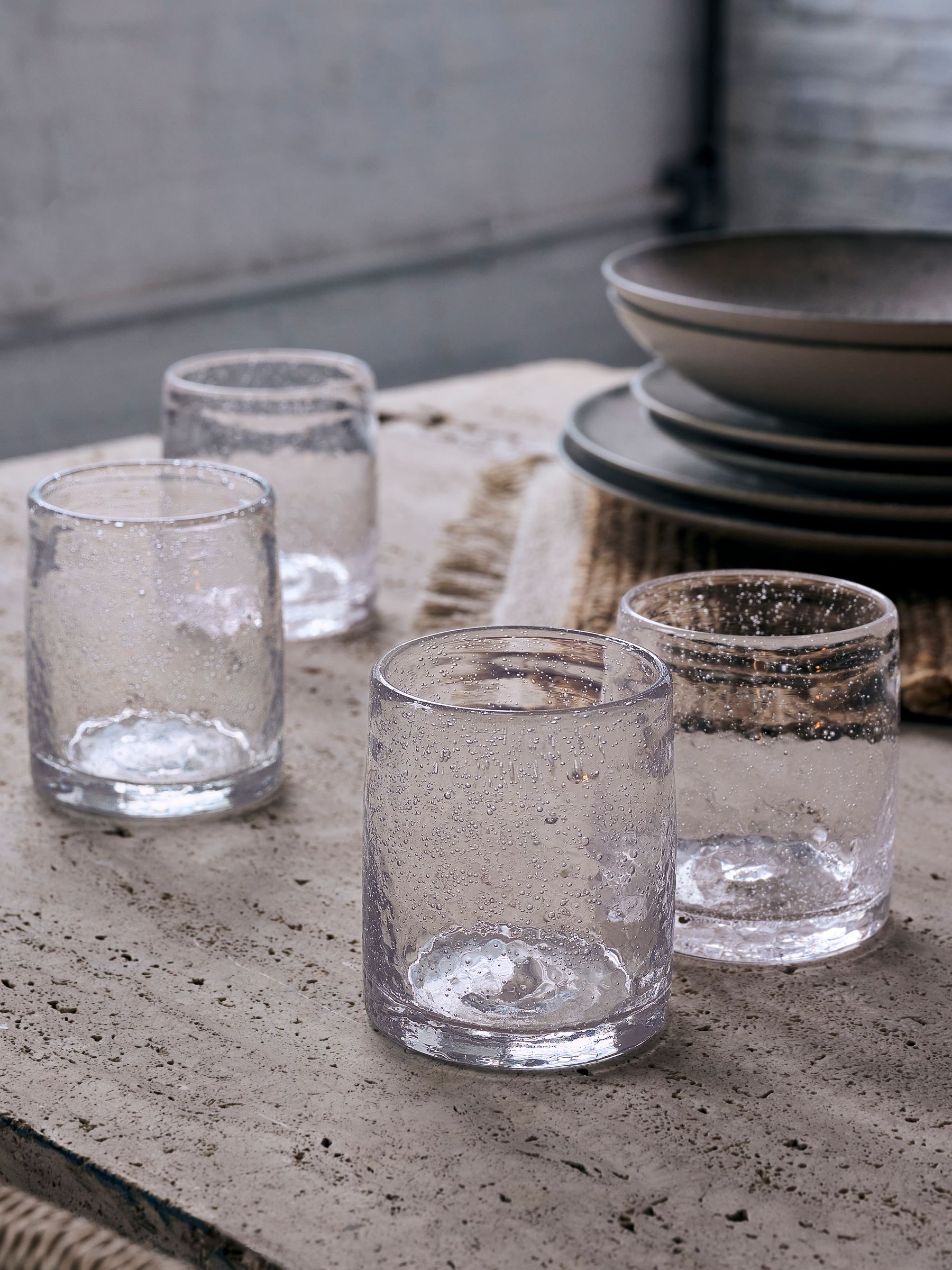 Buy French Connection Set of 4 Clear Handmade Bubble Tumbler Glasses ...