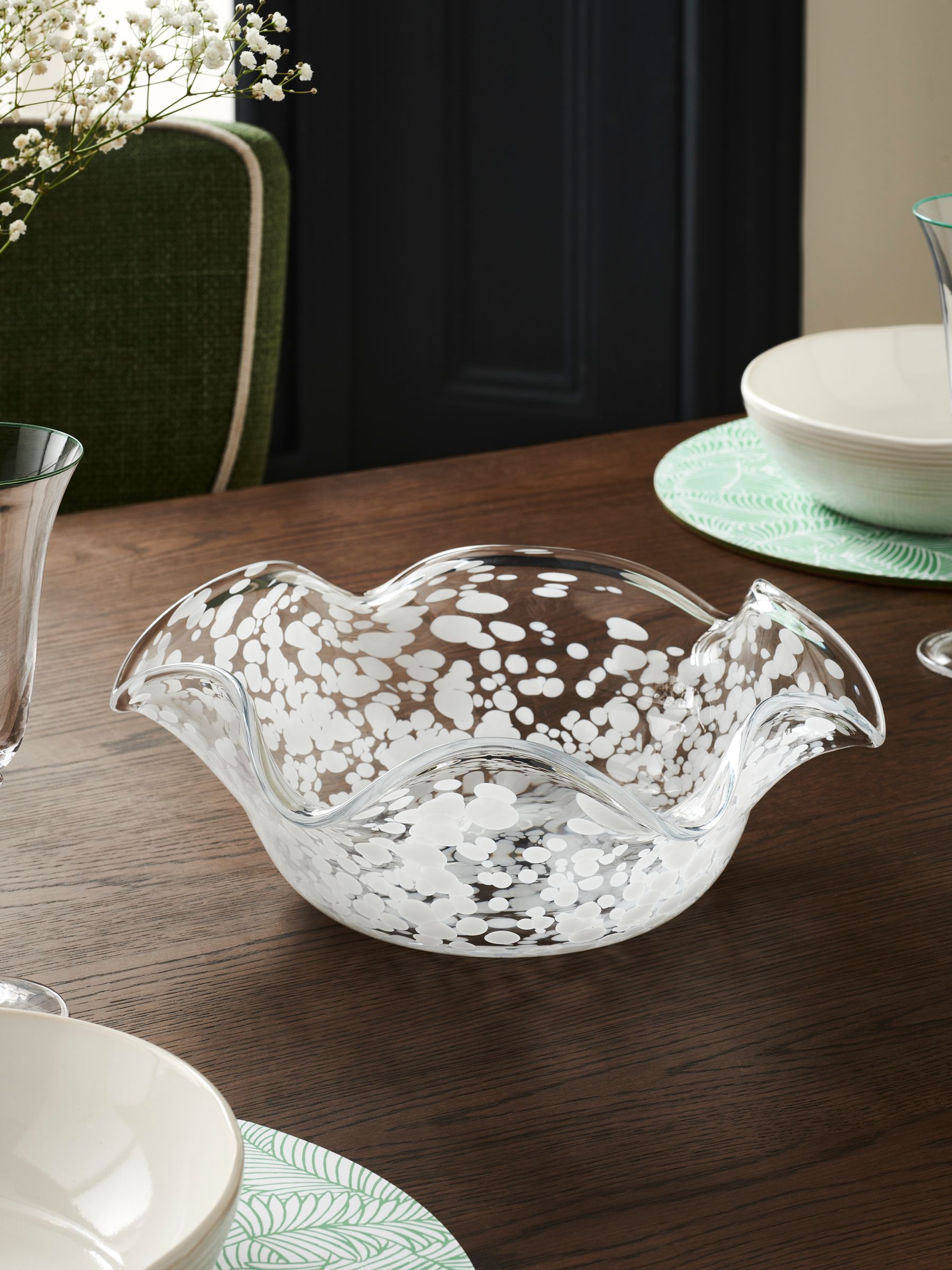 Buy Nina Campbell White And Clear Confetti Wave Rim Bowl from the Next ...