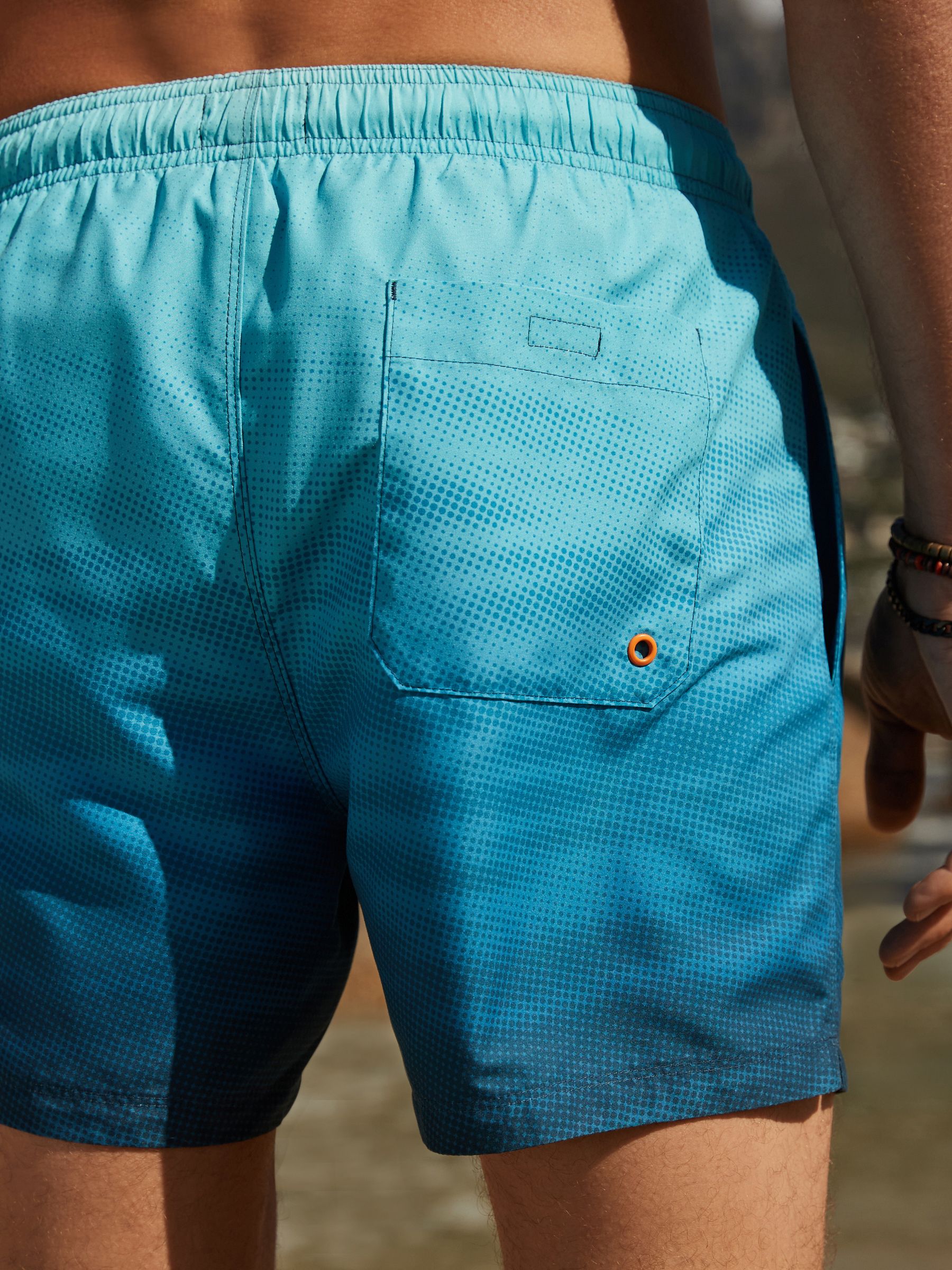 Buy Blue Textured Ombre Printed Swim Shorts from the Next UK online shop