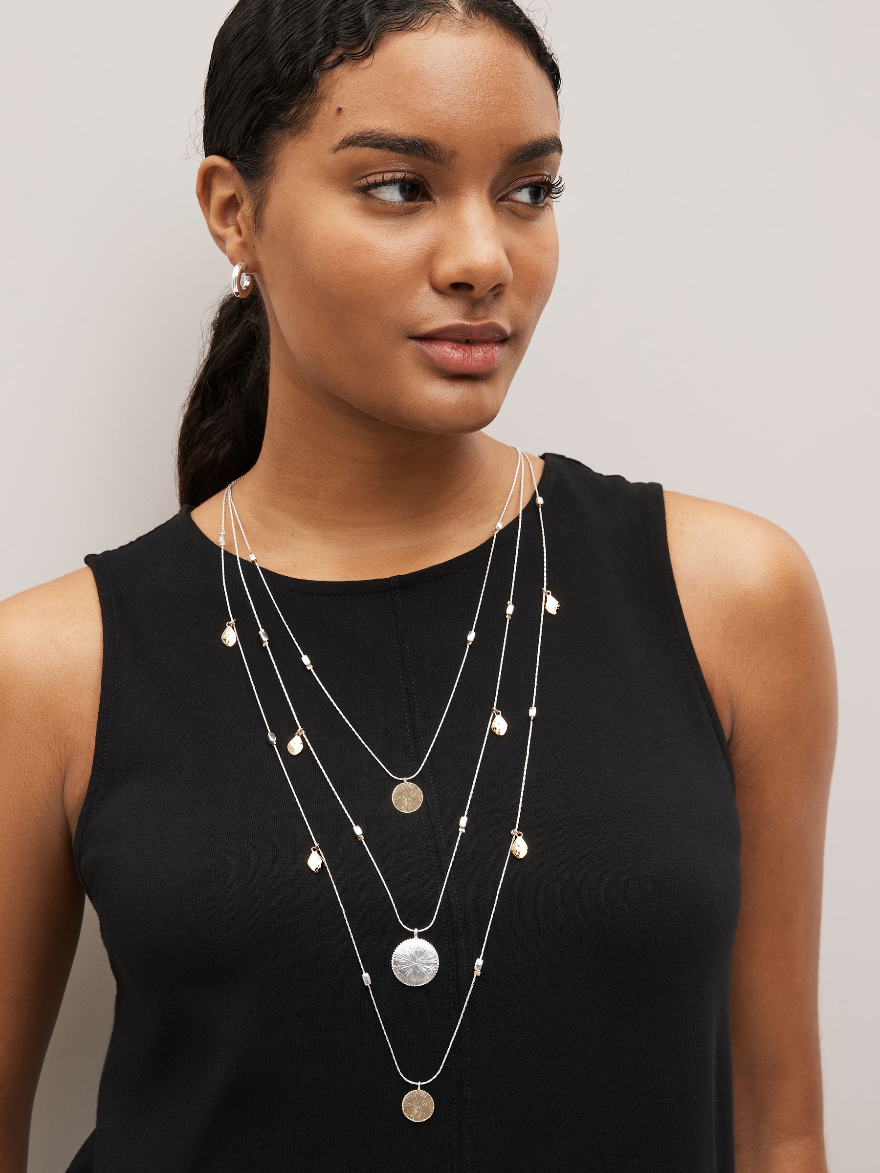 Buy Gold Tone/Silver Tone Multi Row Coin Drop Necklace from the Next UK ...