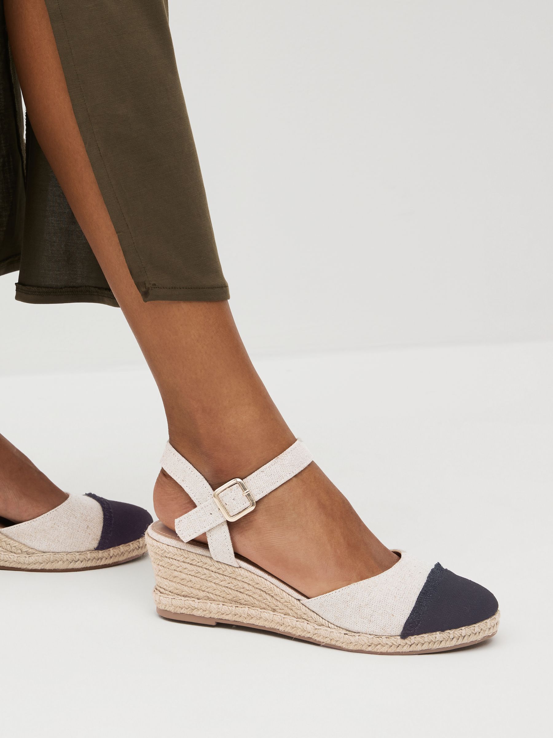 Buy Neutral Standard/Wide Fit Toe Cap Closed Toe Wedges from the Next ...