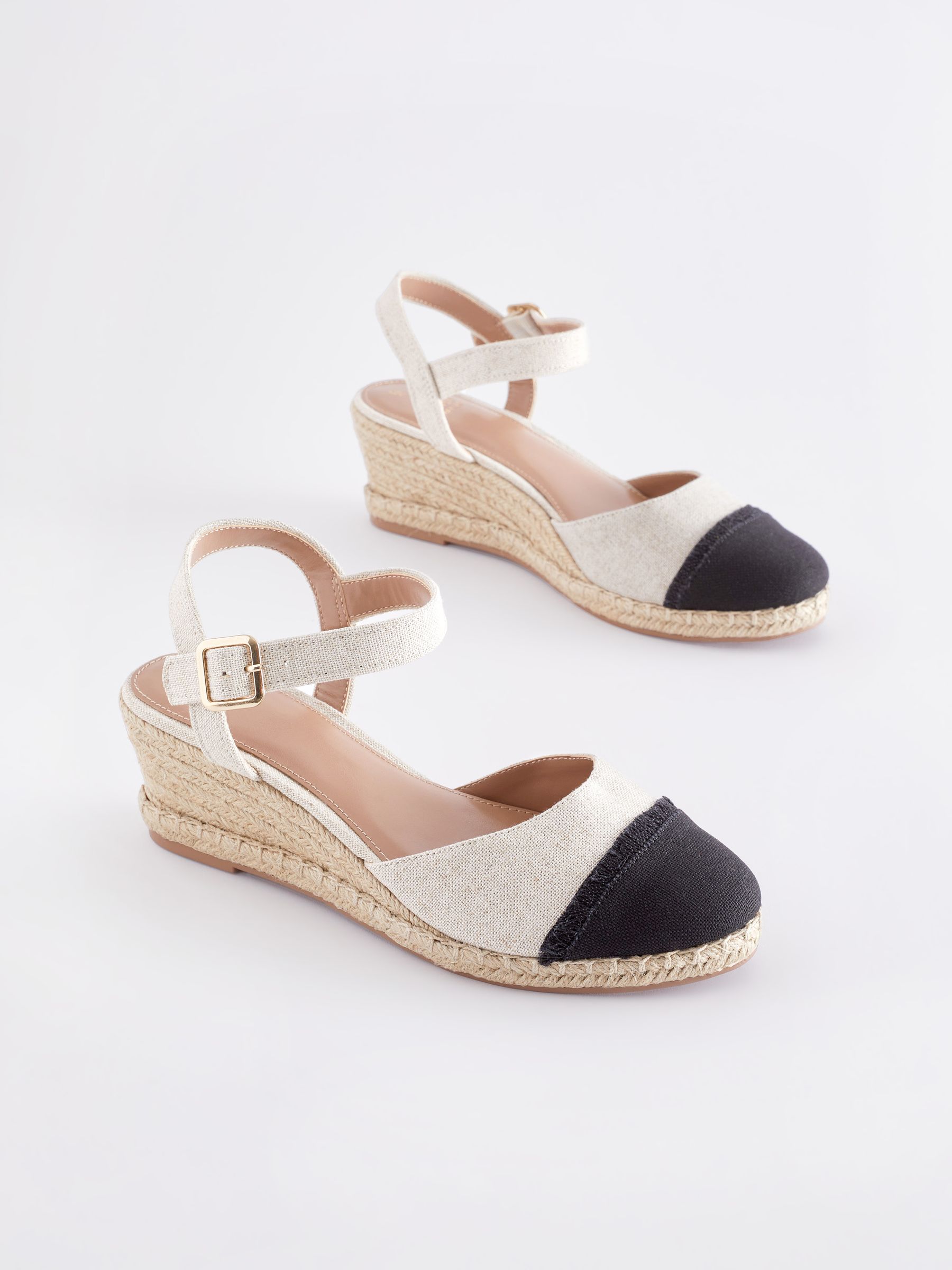 Buy Neutral Standard/Wide Fit Toe Cap Closed Toe Wedges from the Next ...