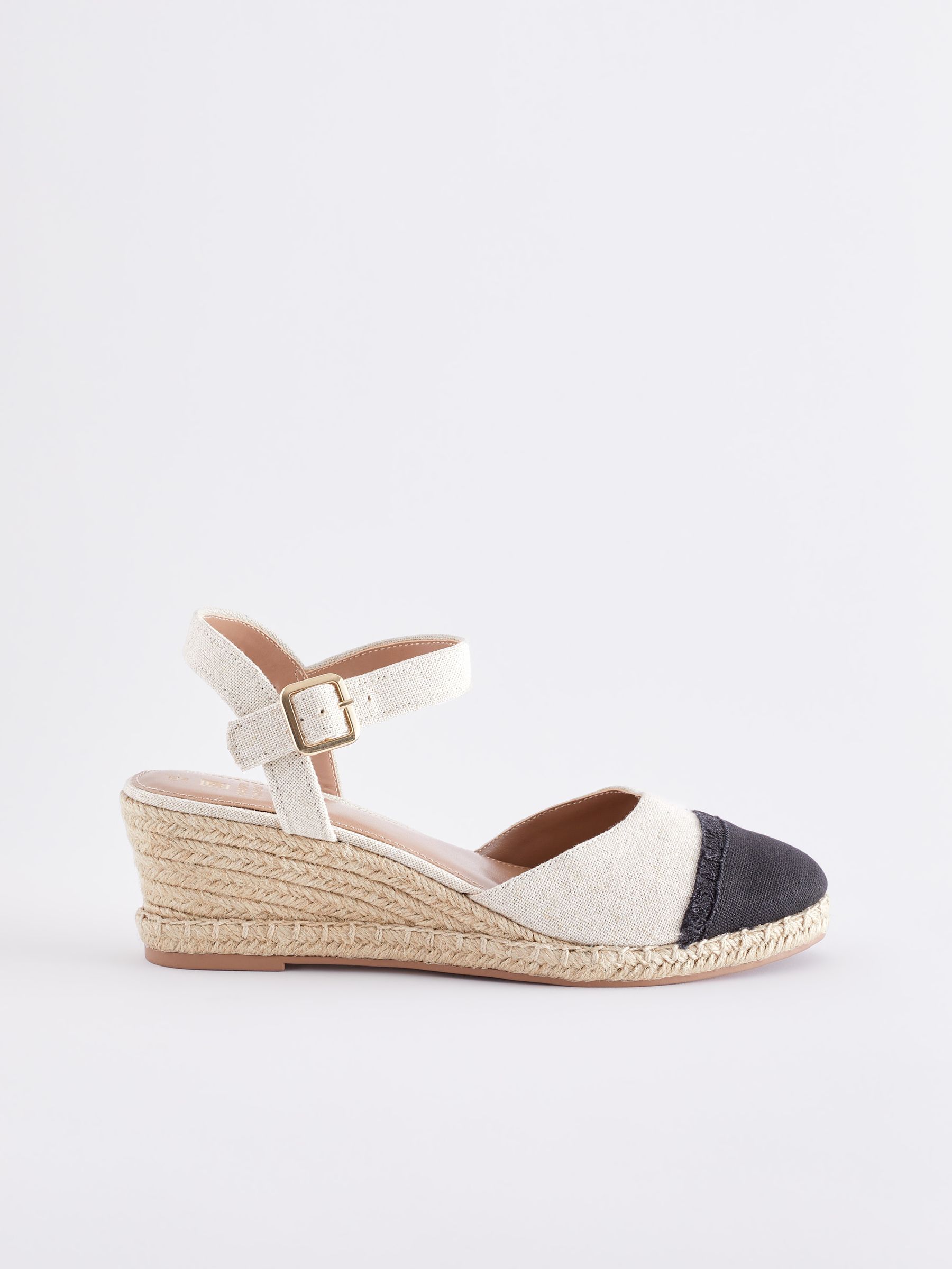 Buy Neutral Standard/Wide Fit Toe Cap Closed Toe Wedges from Next ...