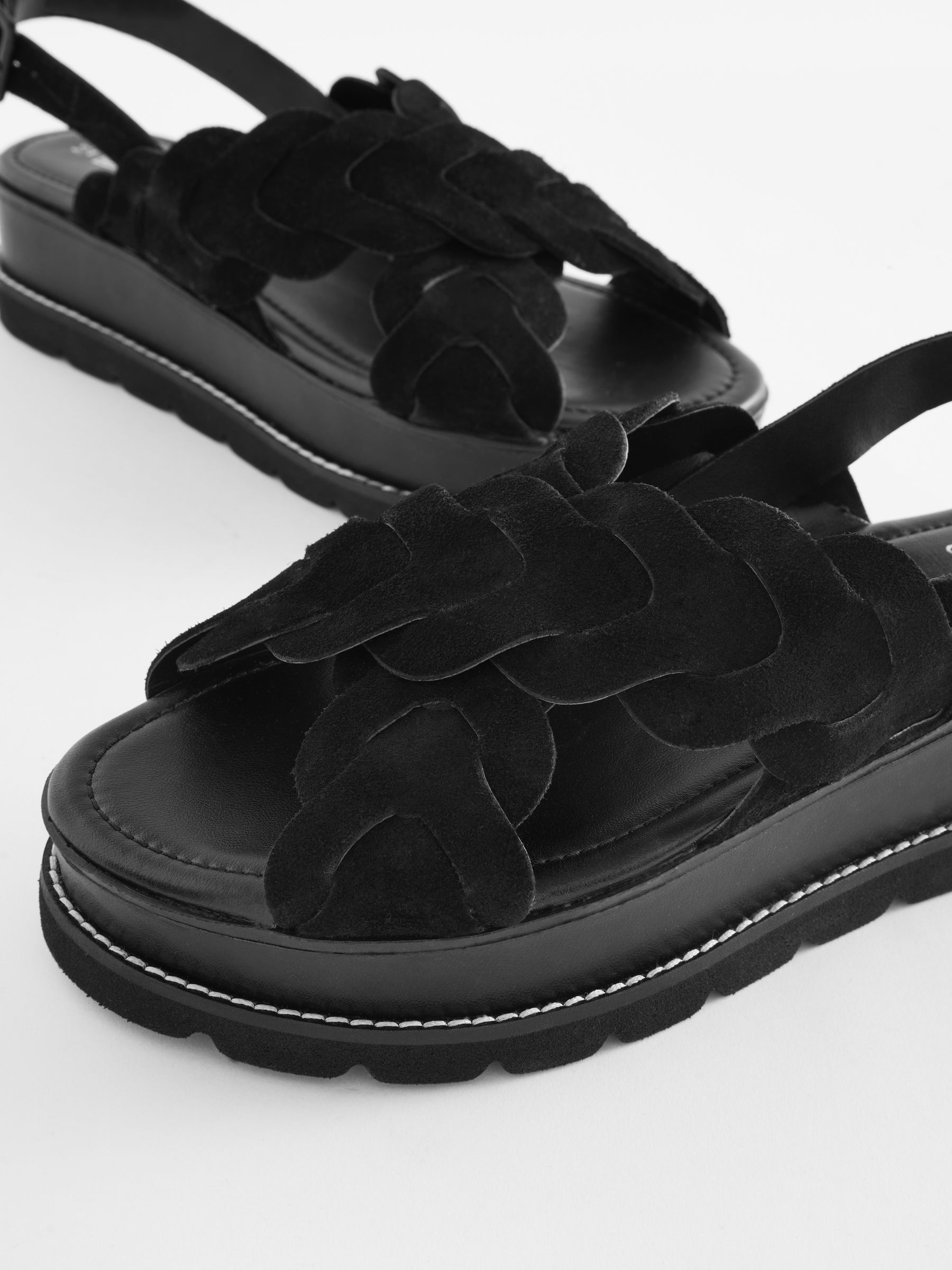 Buy Black Forever Comfort® Leather Cross-Over Flatform Sandals from ...