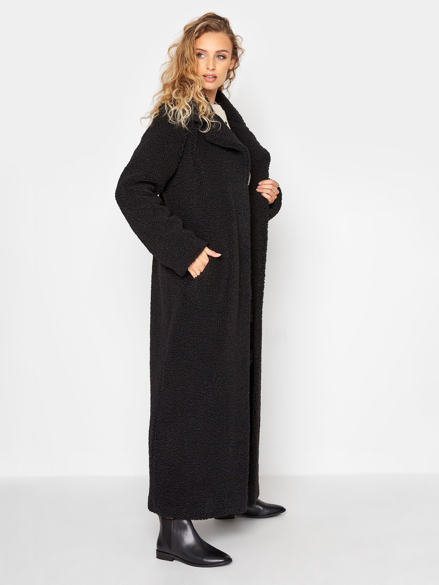 Buy Long Tall Sally Black Maxi Teddy Coat from the Next UK online shop