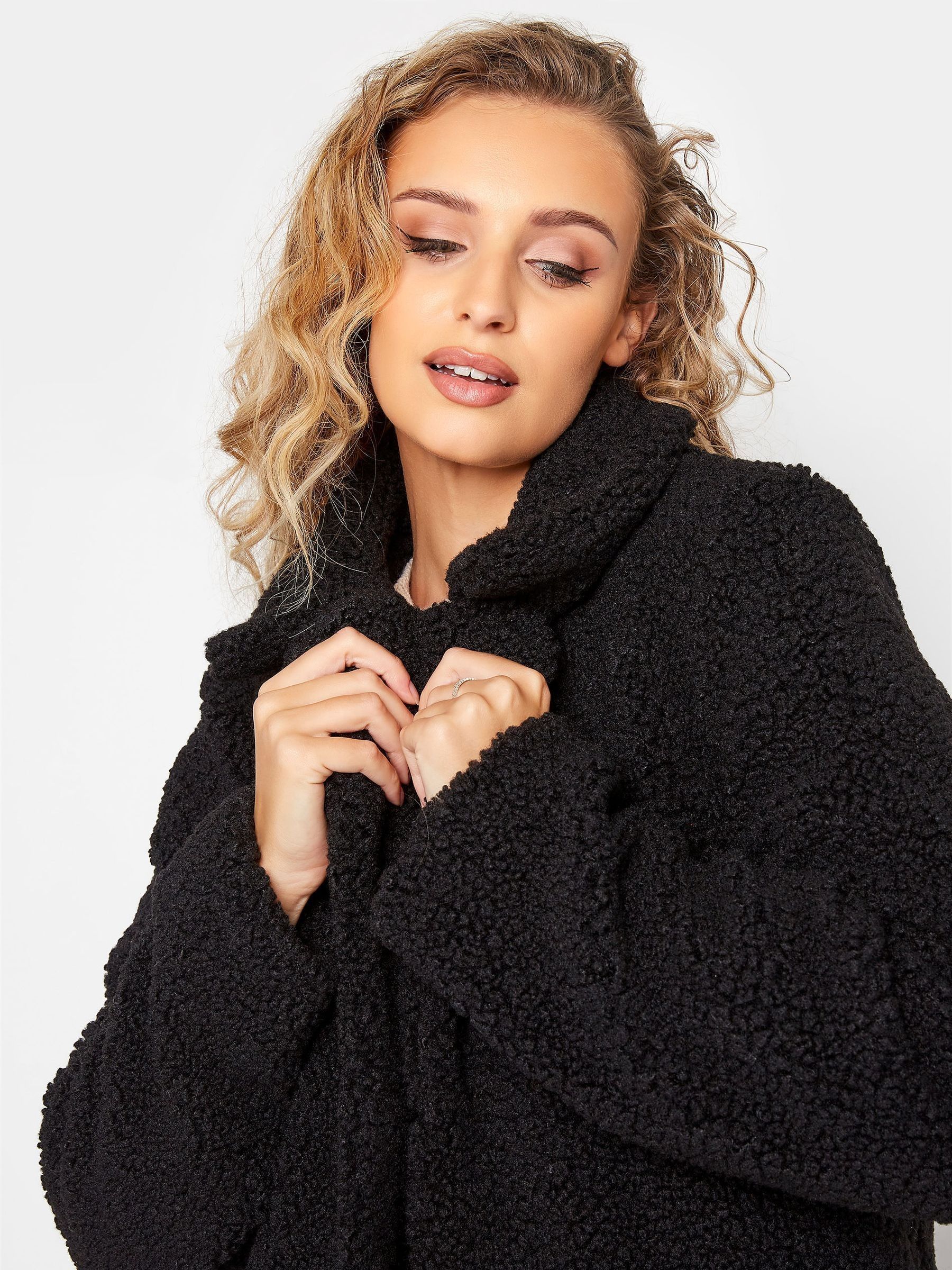 Buy Long Tall Sally Black Maxi Teddy Coat from the Next UK online shop