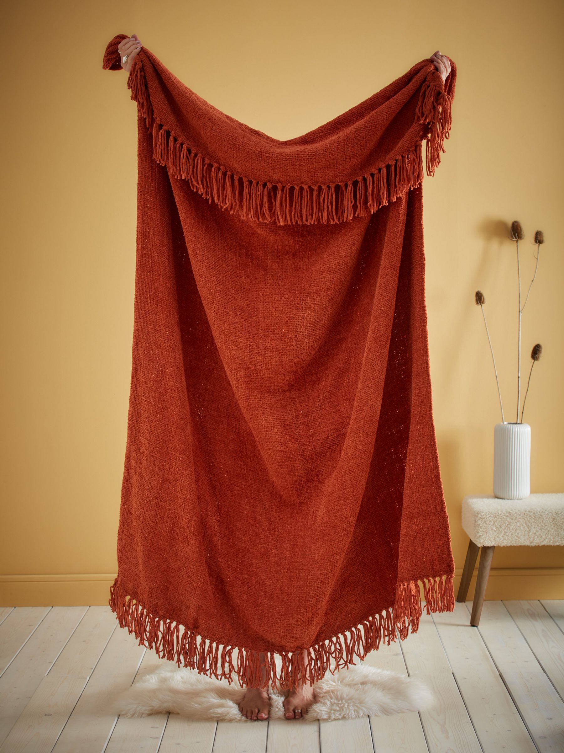 Buy Appletree Orange Chenille Throw So Soft Chenile Throw from the Next ...