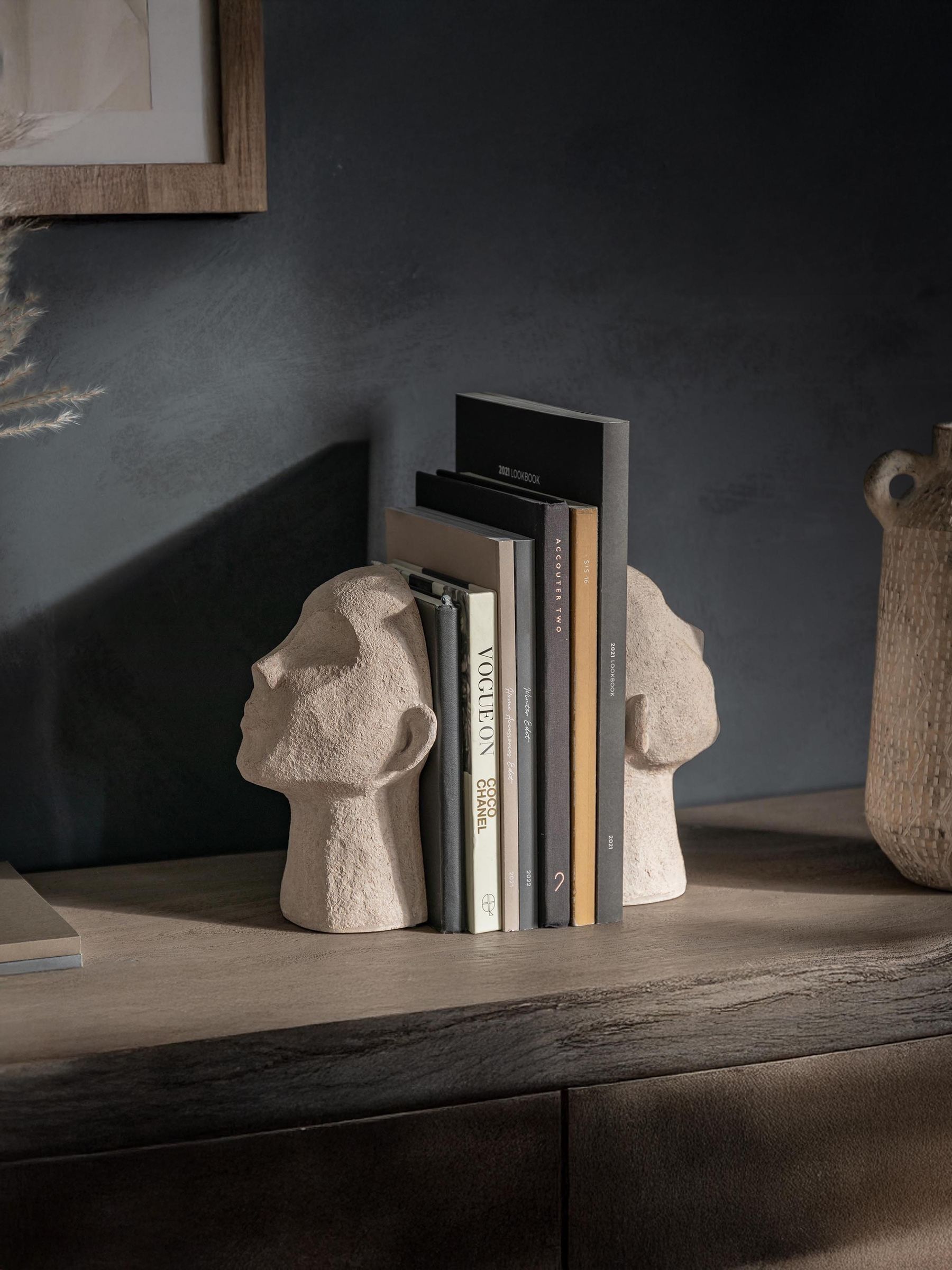 Buy Gallery Home Cream Characterful Sculpted Head Bookends from the ...