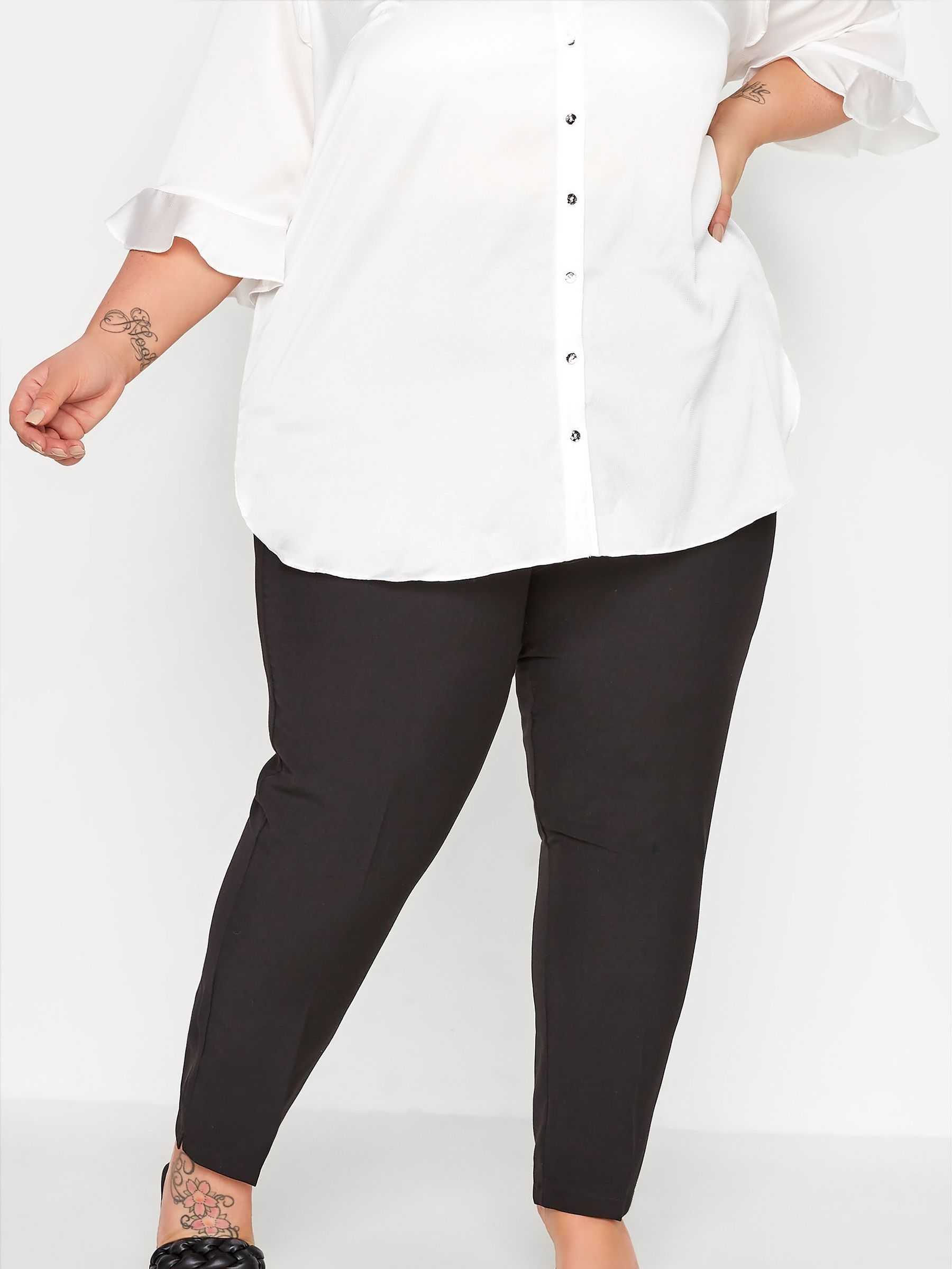 Buy Yours Curve Black Elasticated Tapered Stretch Trousers from the ...