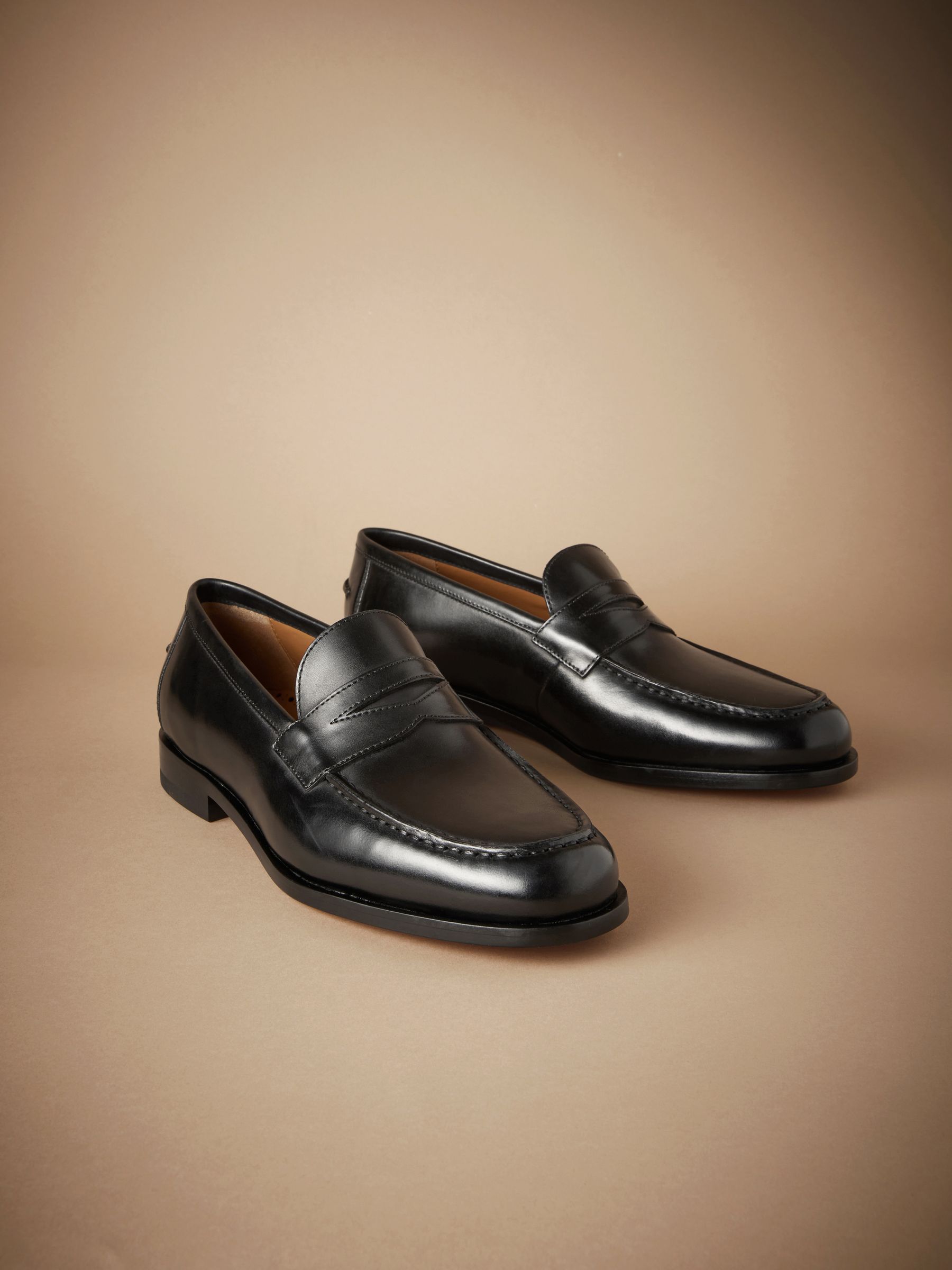 Buy Black Signature Italian Leather Penny Loafers from the Next UK ...