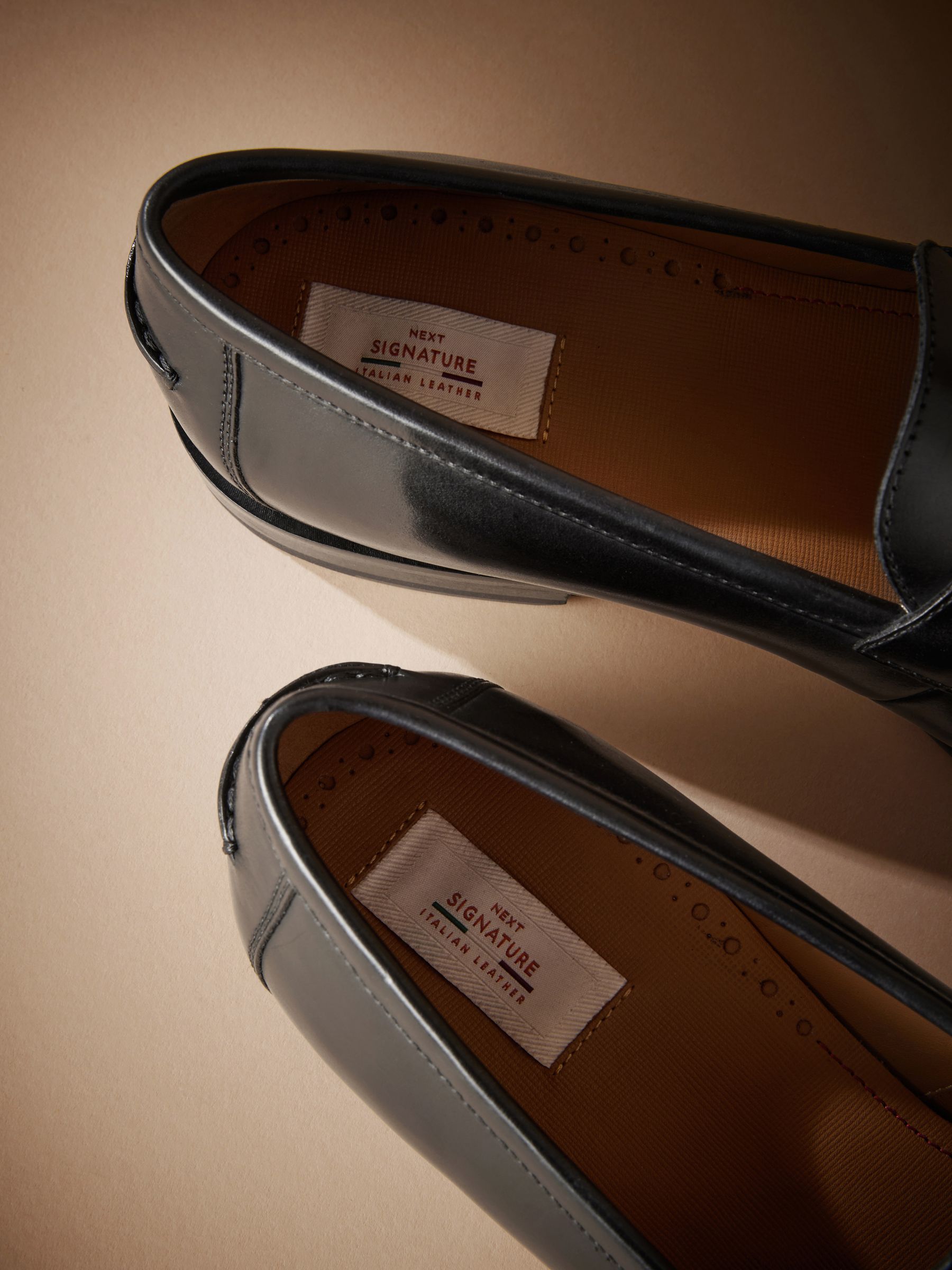 Buy Black Signature Italian Leather Penny Loafers from the Next UK ...