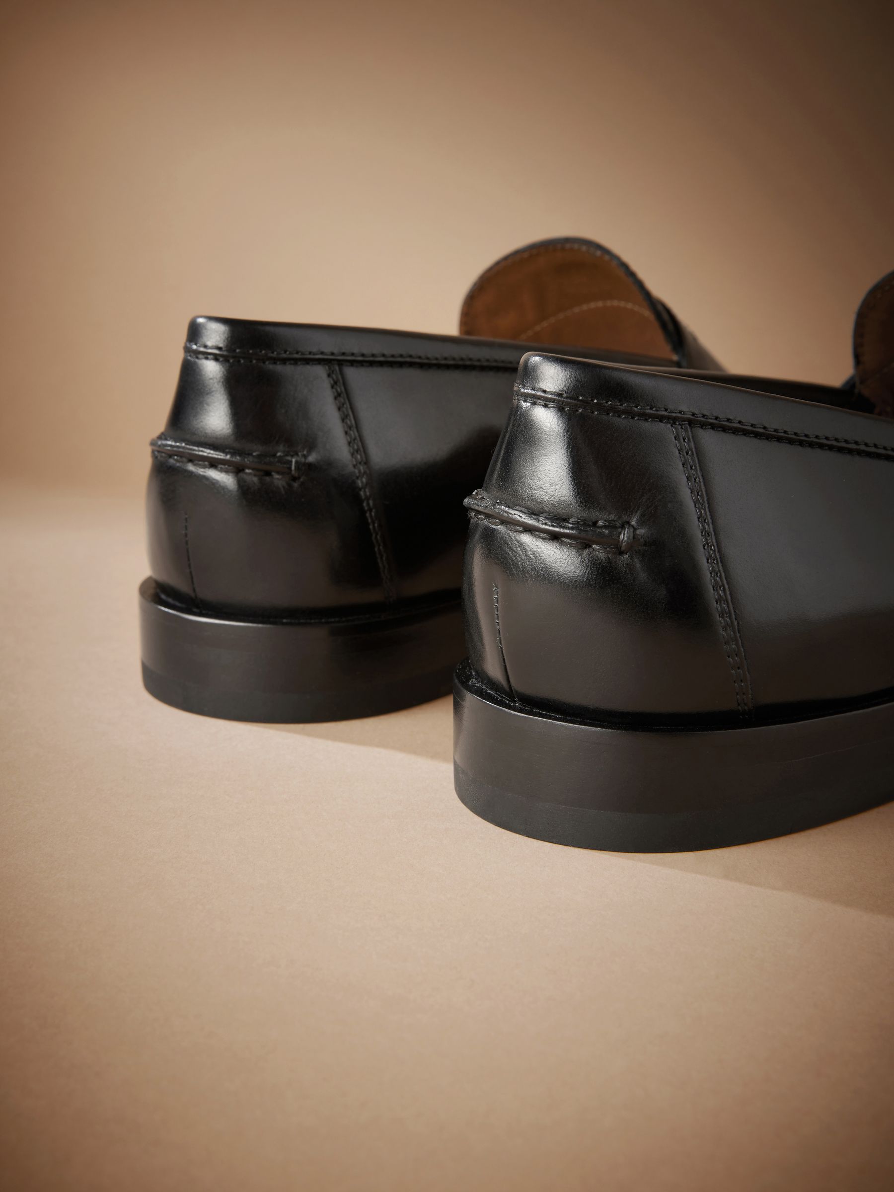 Buy Black Signature Italian Leather Penny Loafers from the Next UK ...
