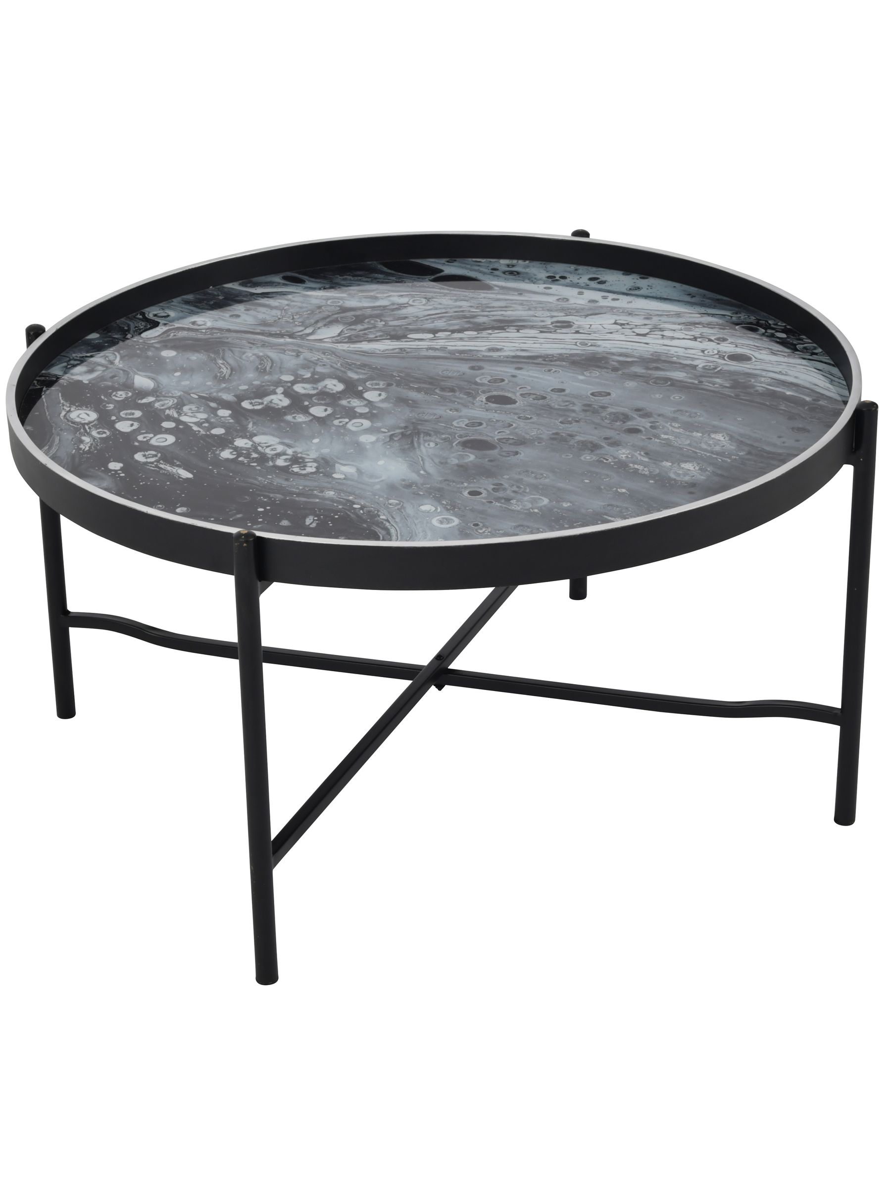 Buy Libra Interiors Black Monochrome Swirl Round Coffee Tray Table from ...