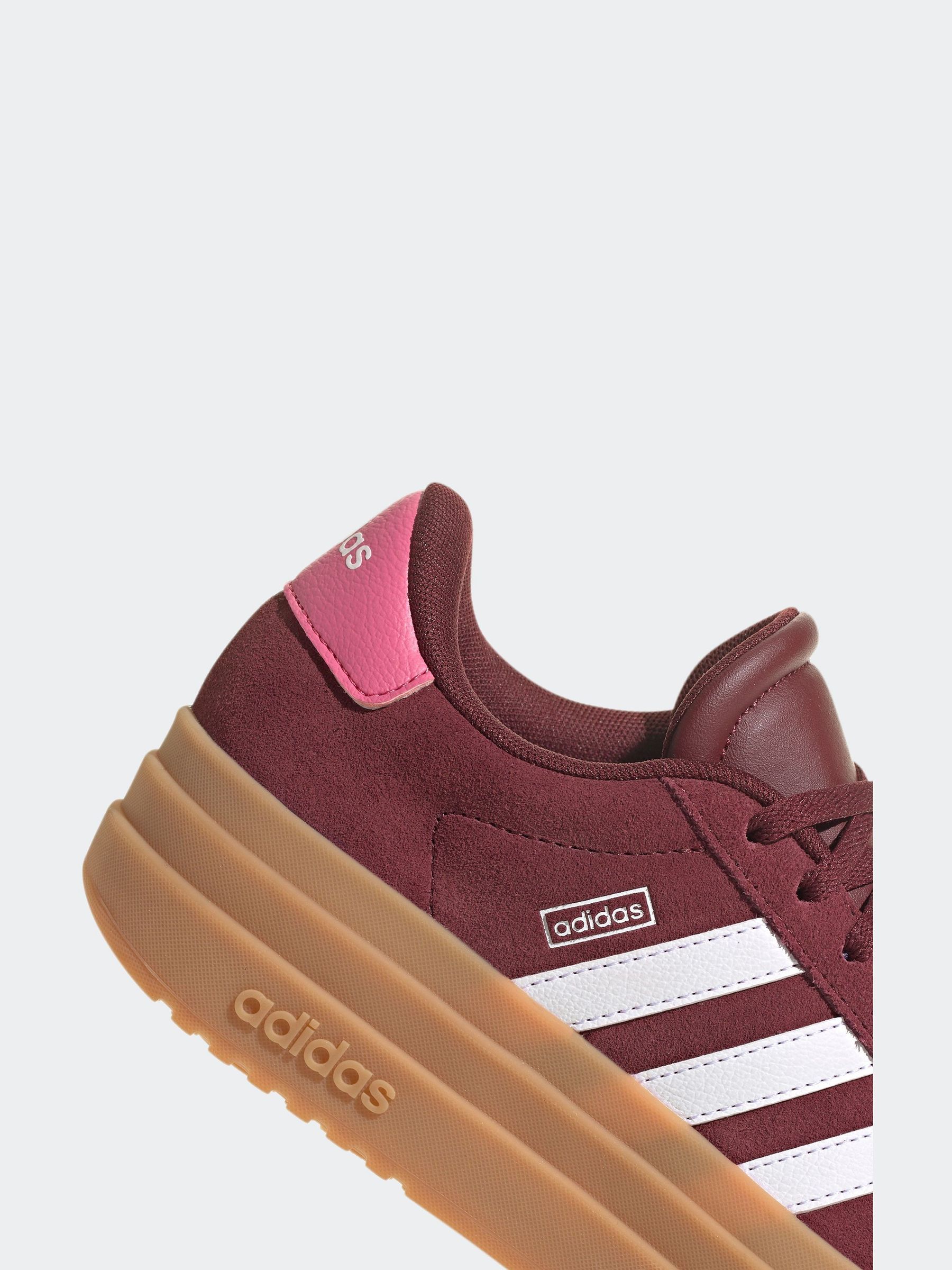 Buy adidas Burgundy Red VL Court Bold Lace Junior Trainers from the ...
