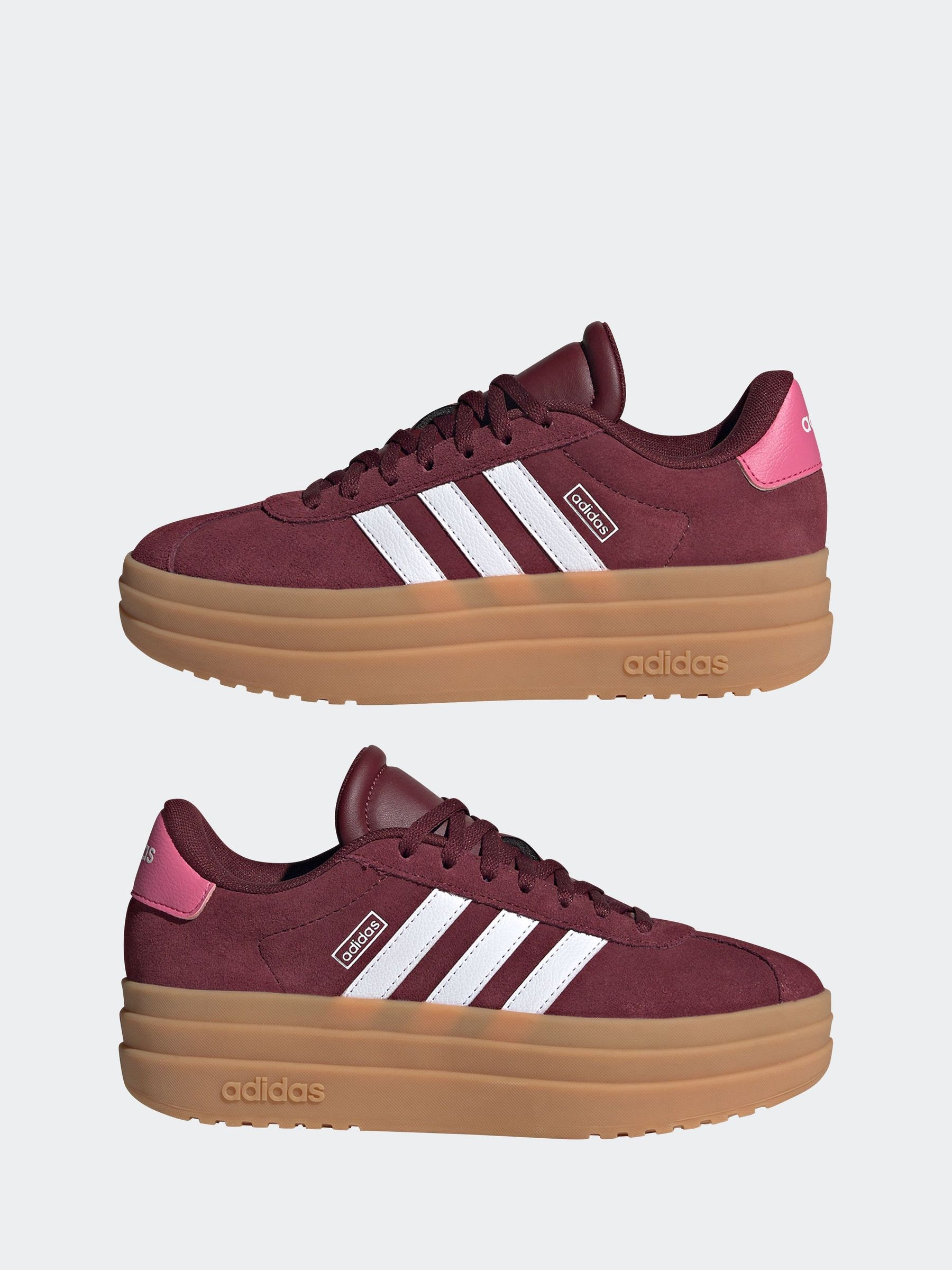 Buy adidas Burgundy Red VL Court Bold Lace Junior Trainers from the ...